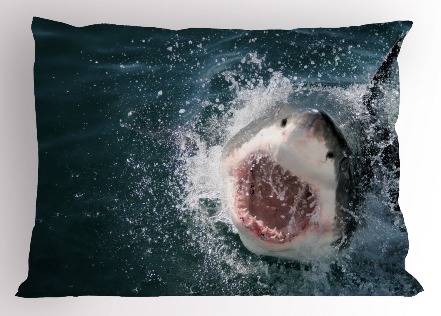 Shark Pillow Sham Wild Animal in the Sea Attacking Showing the Mouth ...