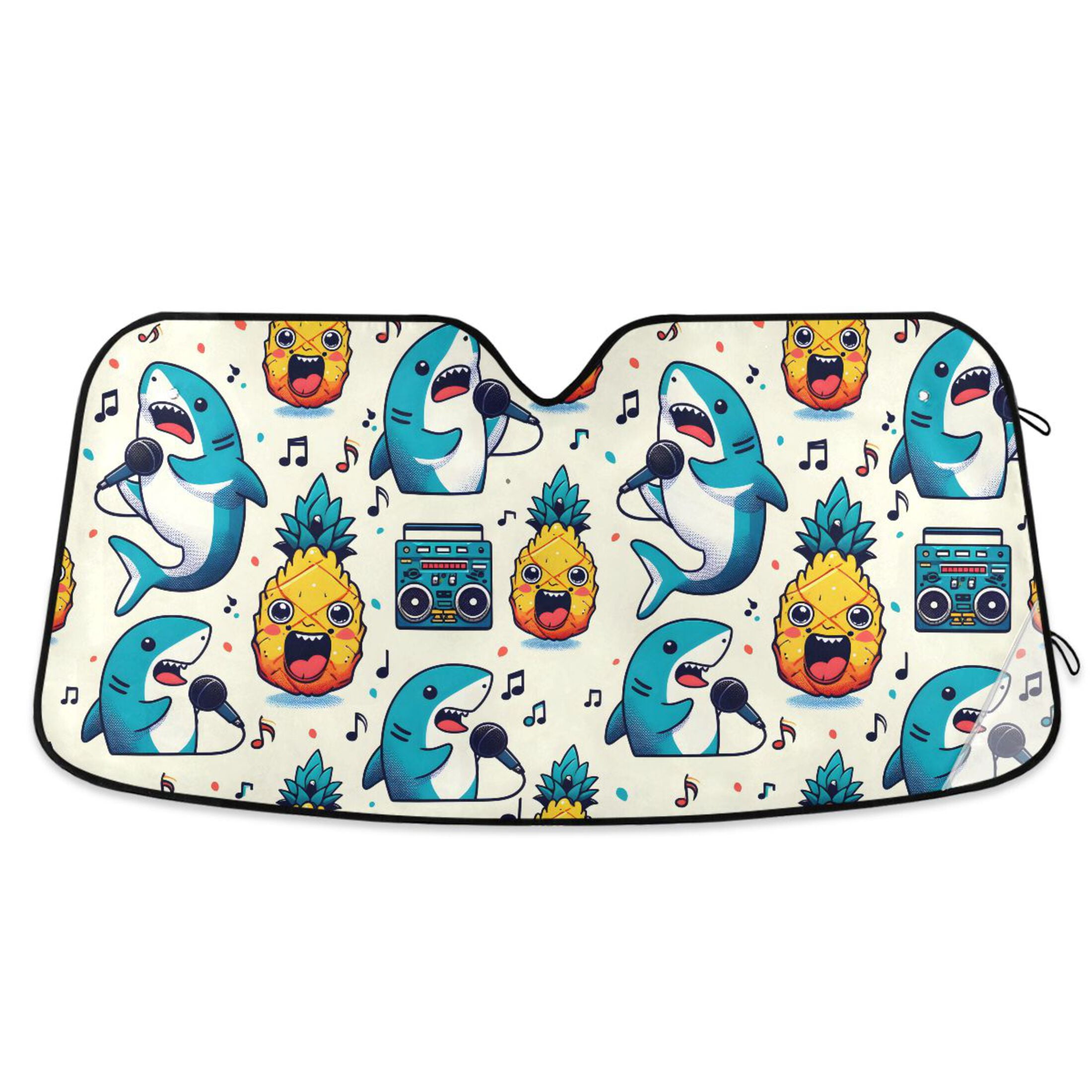 Shark Pineapple Music Notes Car Windshield Sun Shade Foldable Car Front ...