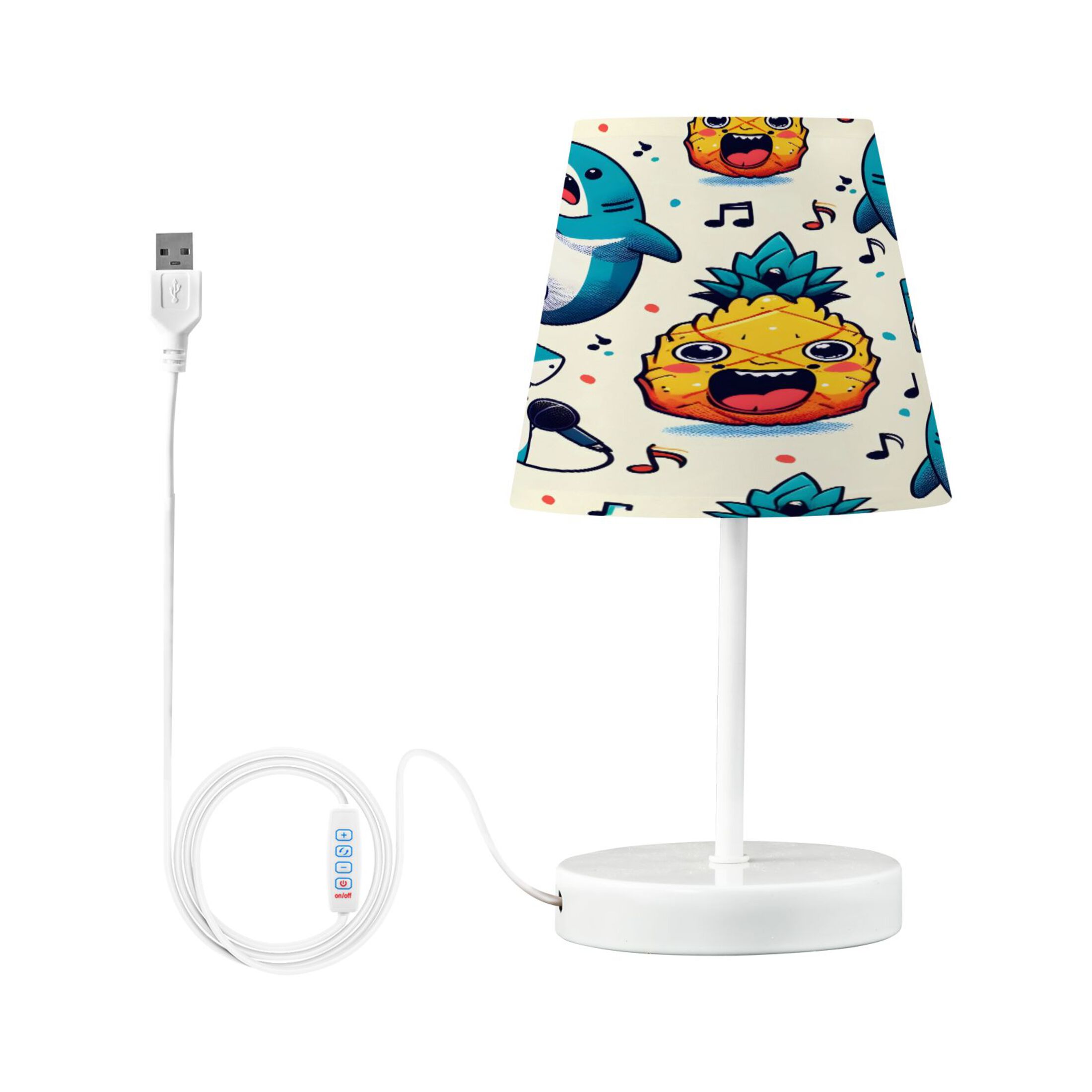 Shark Pineapple Music Notes Desk Lamp LED Table Nightstand Lamps with 3 ...