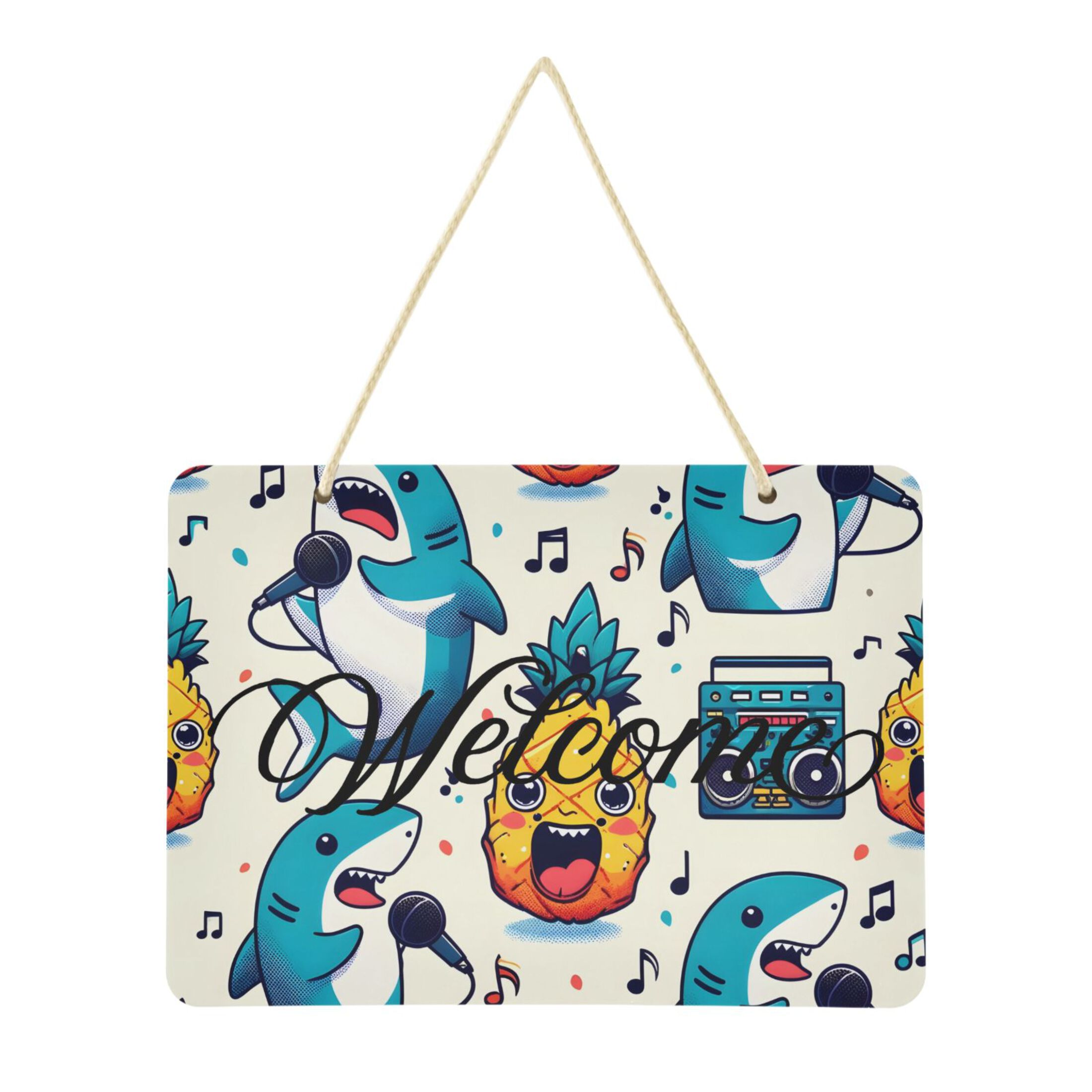 Shark Pineapple Music Notes Welcome Sign Front Door PVC 14x10 inch ...