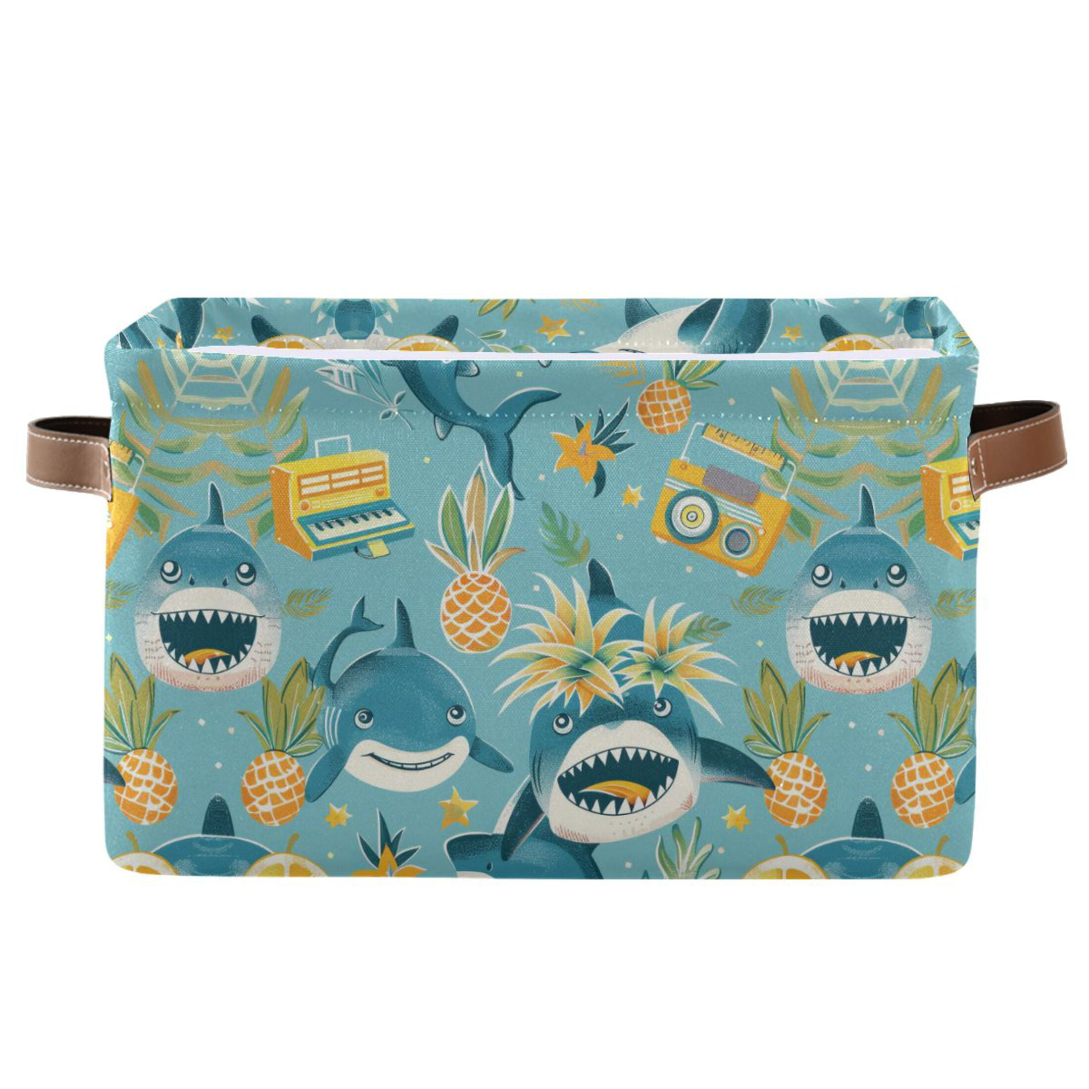 Shark Pineapple Music Players Storage Bins with Handle Fabric Organizer ...