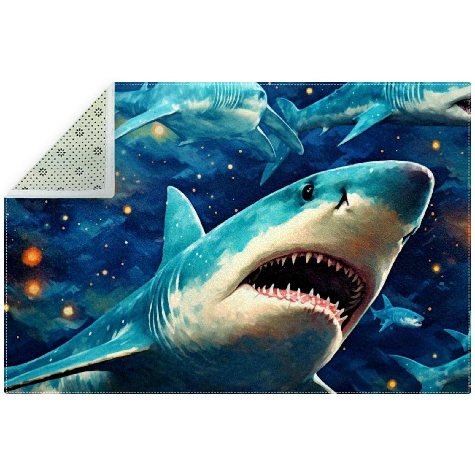 Shark Polyester Right-Angle Floor Mat Rug for Indoor and Outdoor Use ...