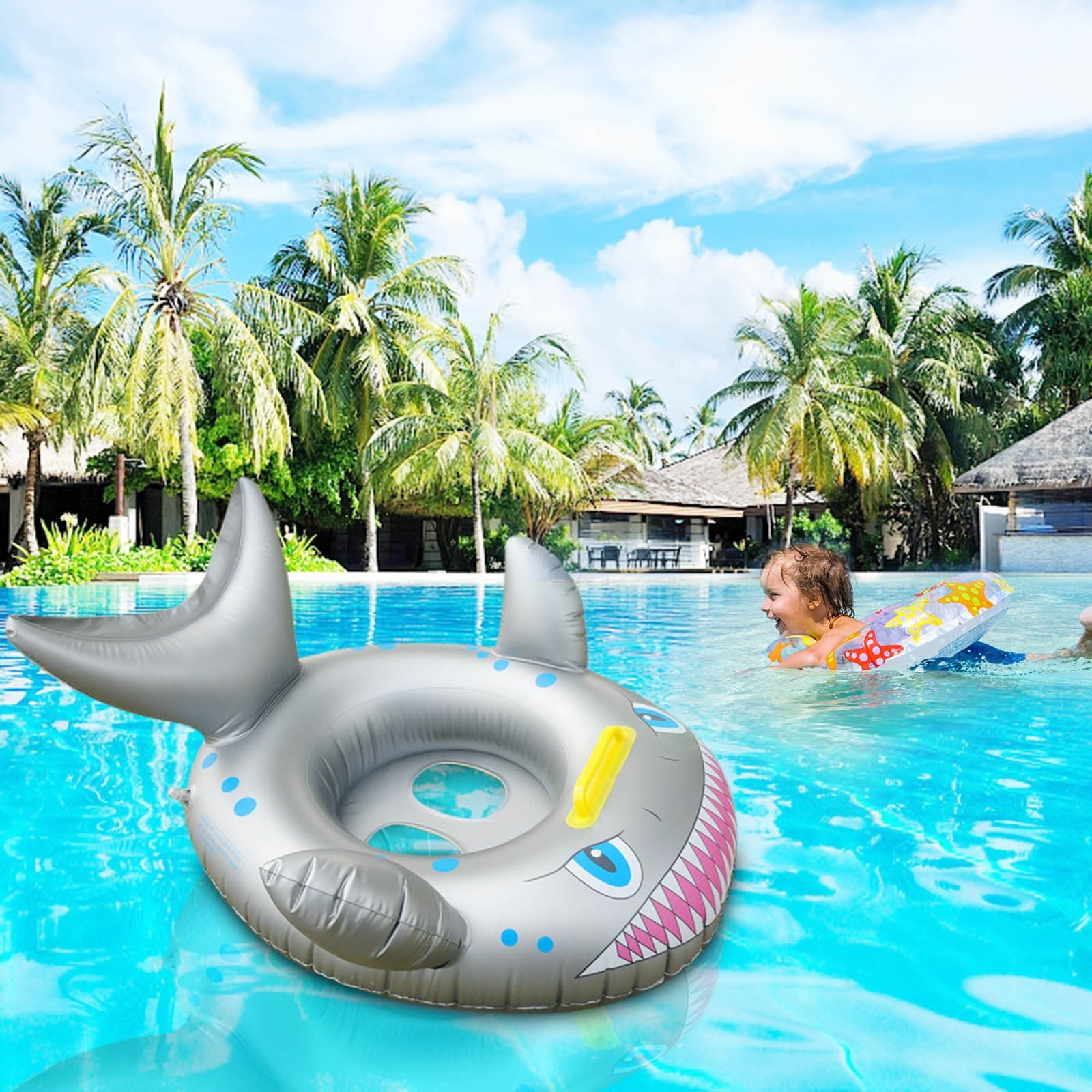 Shark Pool Float Cartoon Shark Inflatable Swimming Ring for Ring for ...