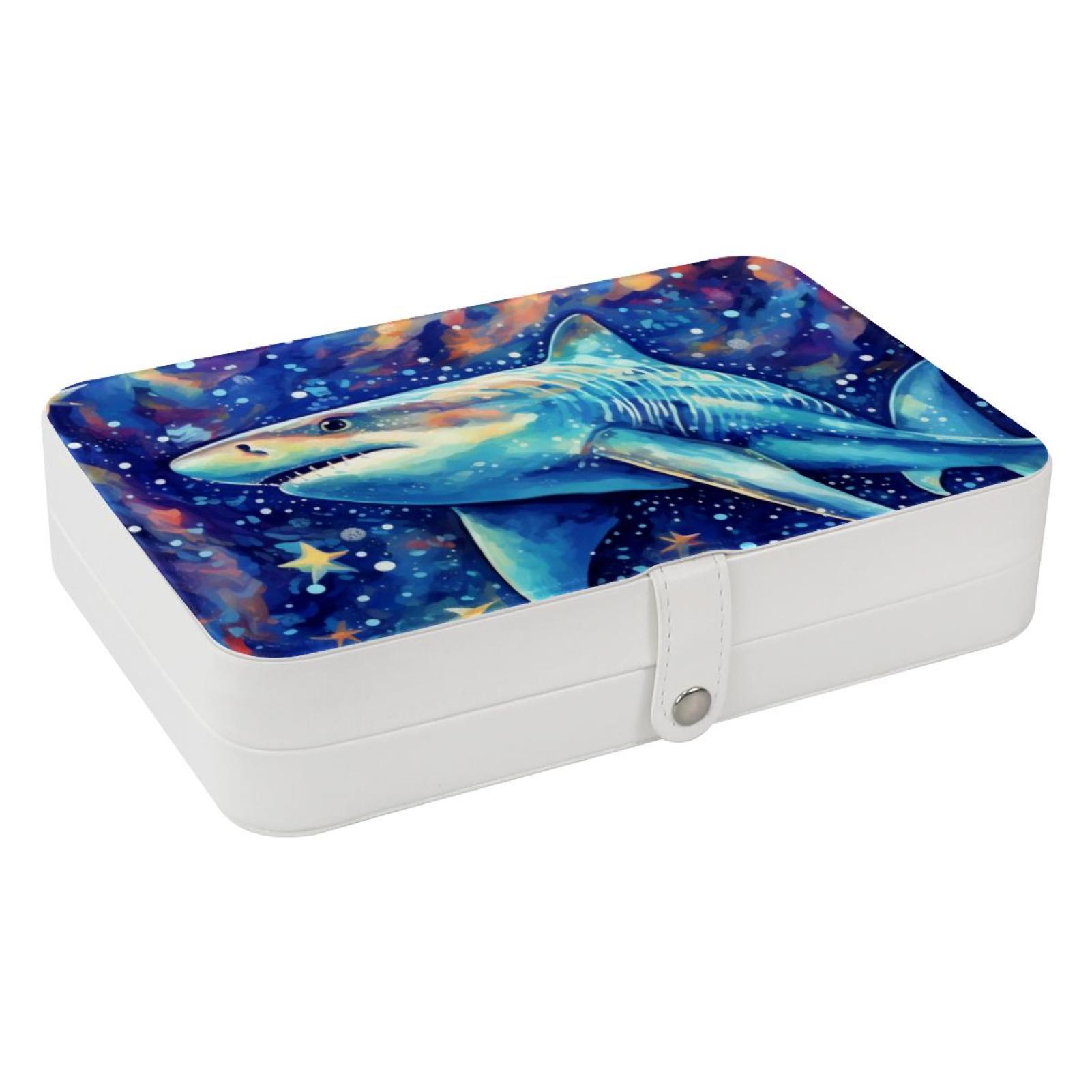 Shark Portable PU Leather Jewelry Organizer Stand Display Case Earring ...