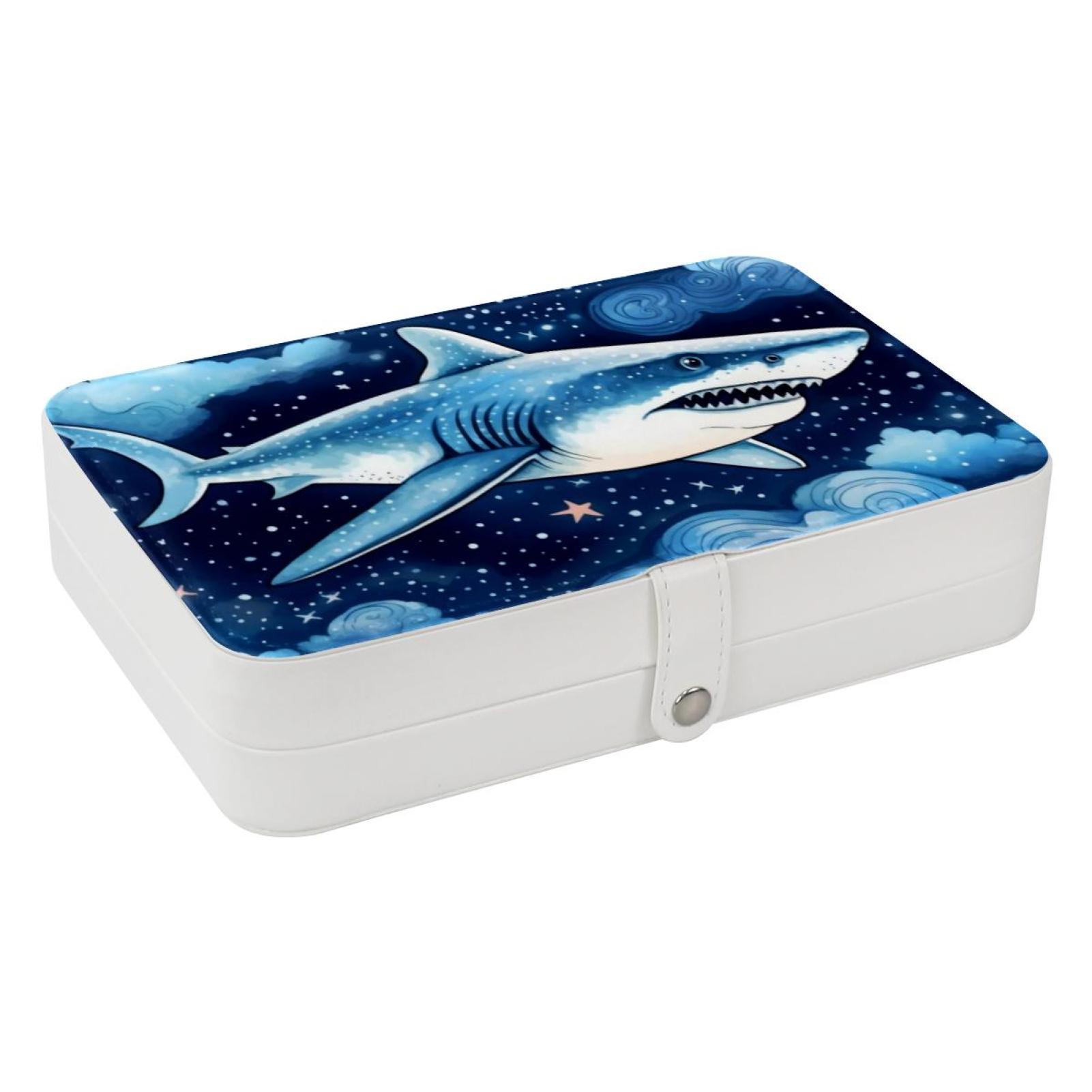 Shark Portable PU Leather Necklace Organizer with Removable Compartment ...