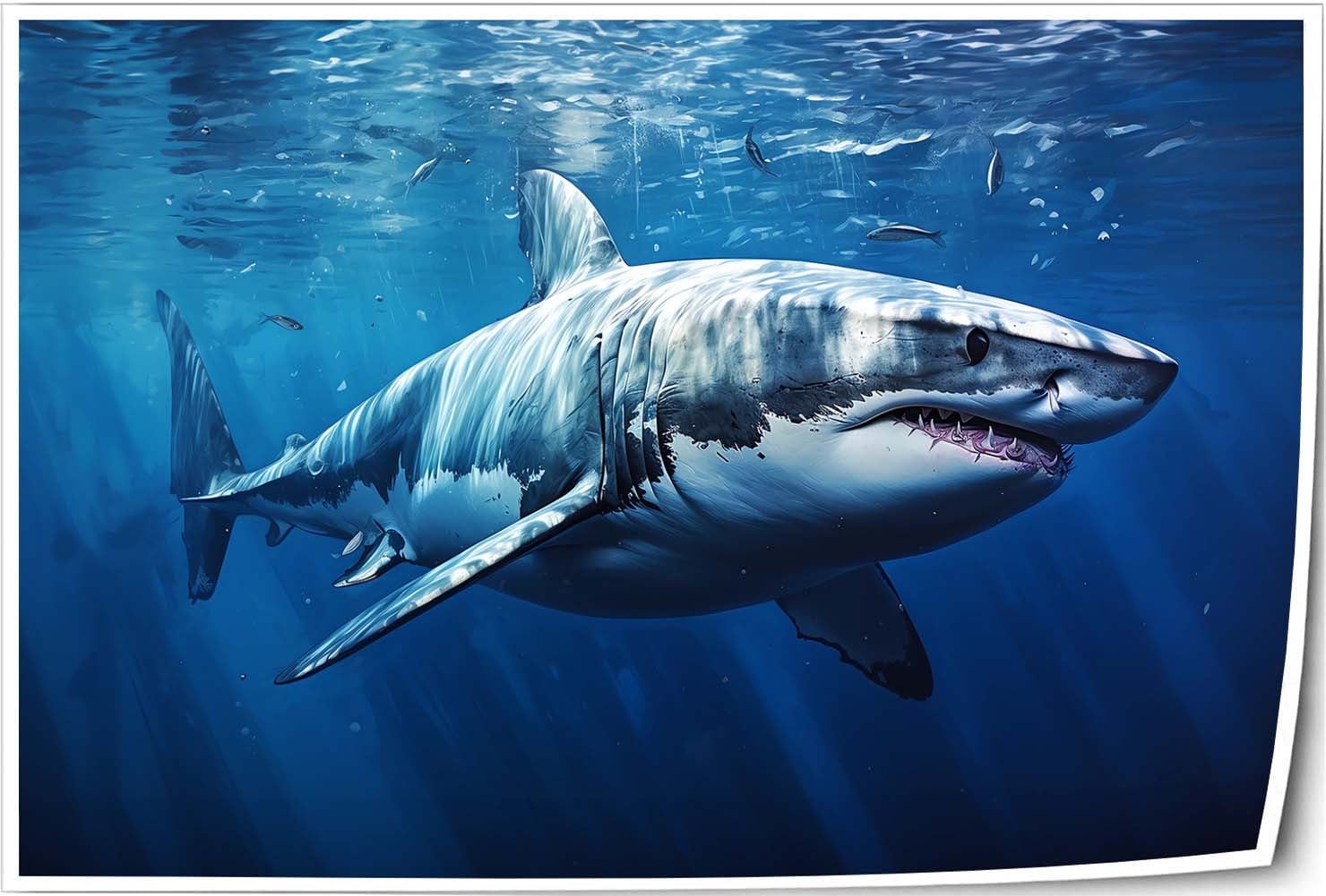 Shark Poster Shark in The Water Wall Art Sea Ocean Poster Prints Giclee ...