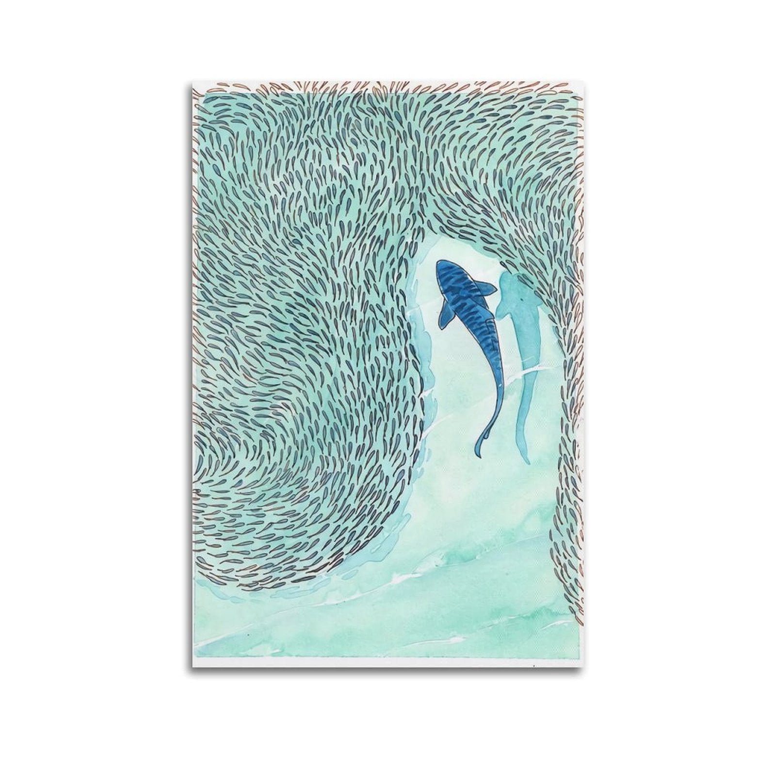 Shark Poster Wall Art Canvas Aesthetic Music And Movies Decorative ...