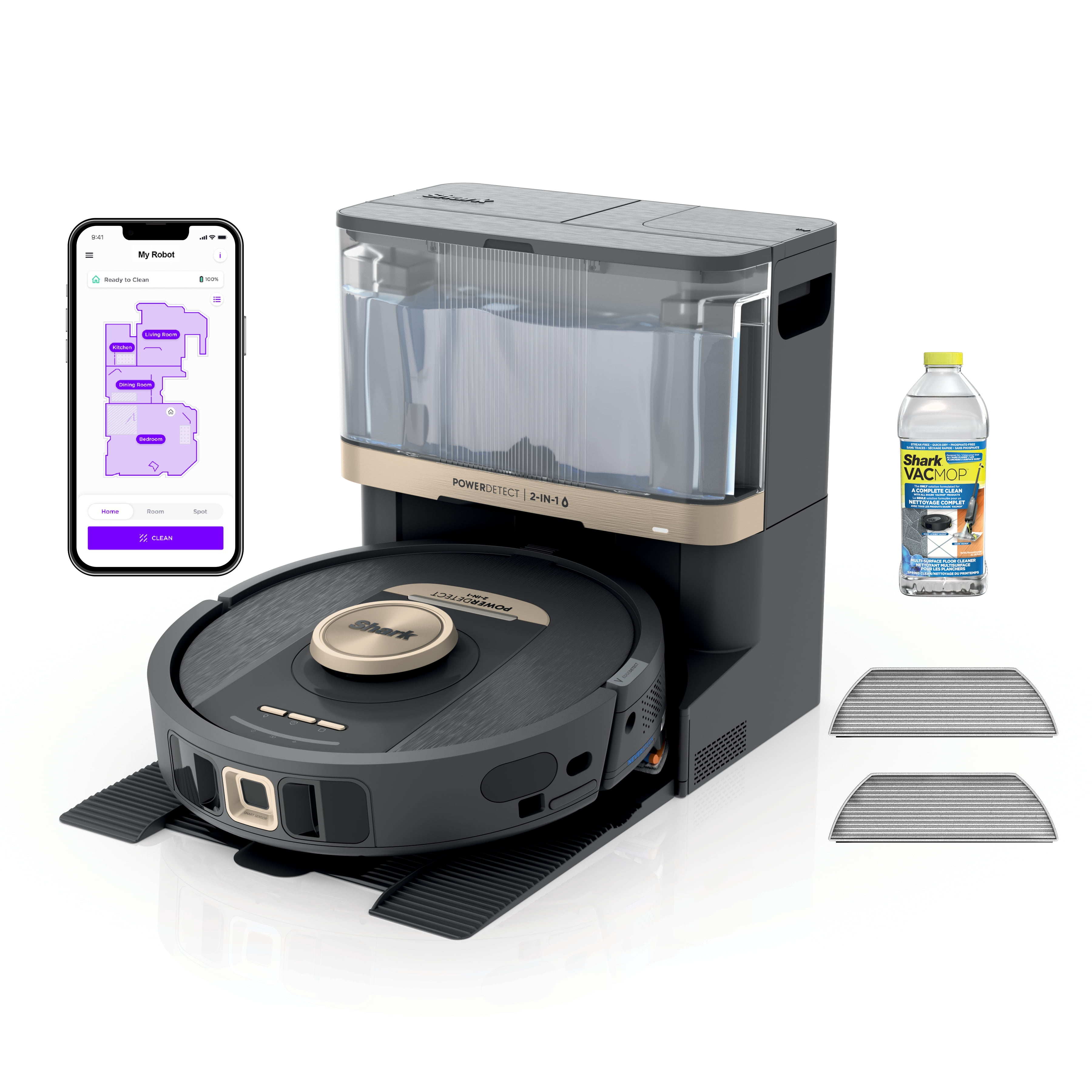 Shark PowerDetect 2-in-1 Robot Vacuum and Mop with NeverTouch Base ...