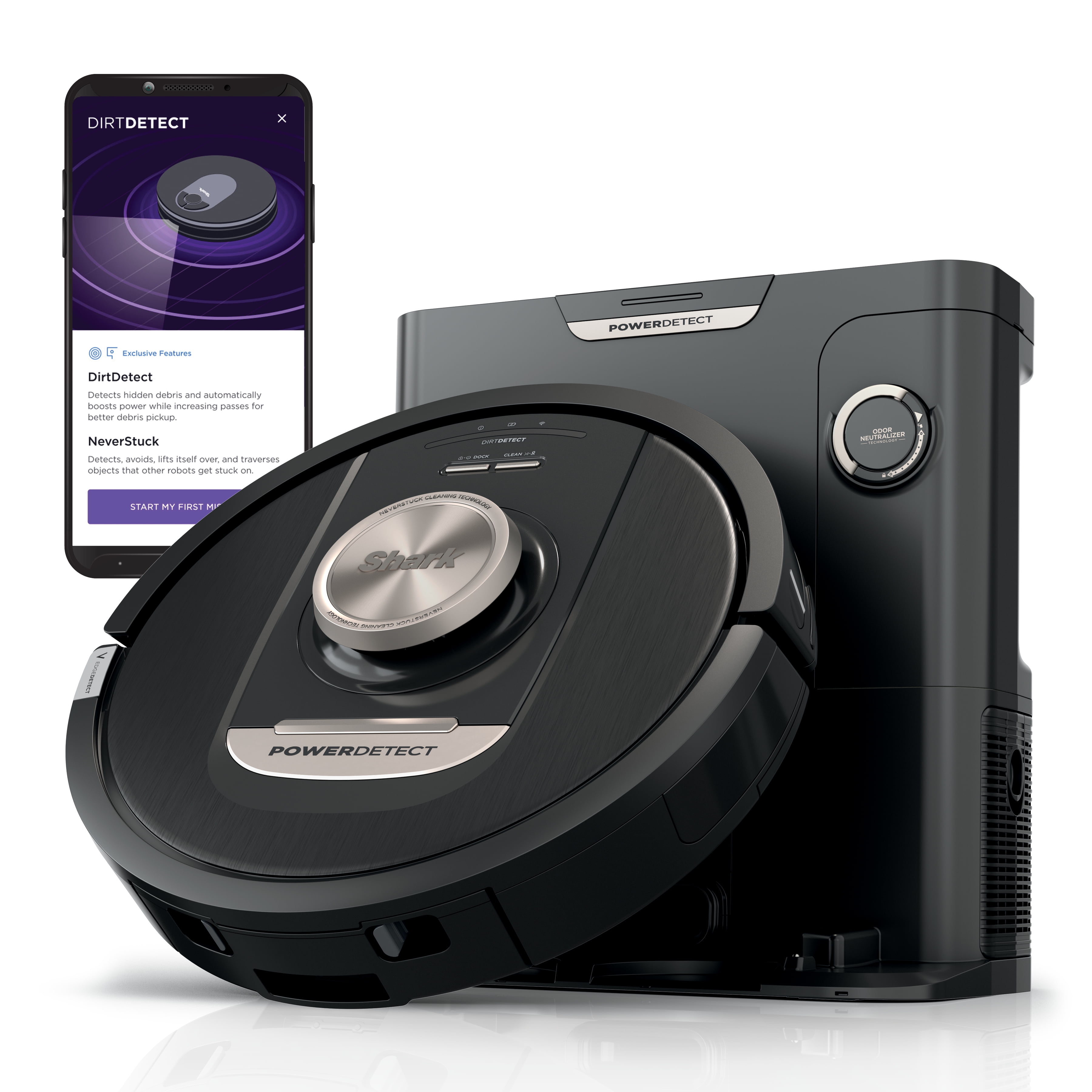 Open Box Shark PowerDetect Self-Empty Robot Vacuum, with NeverStuck ...