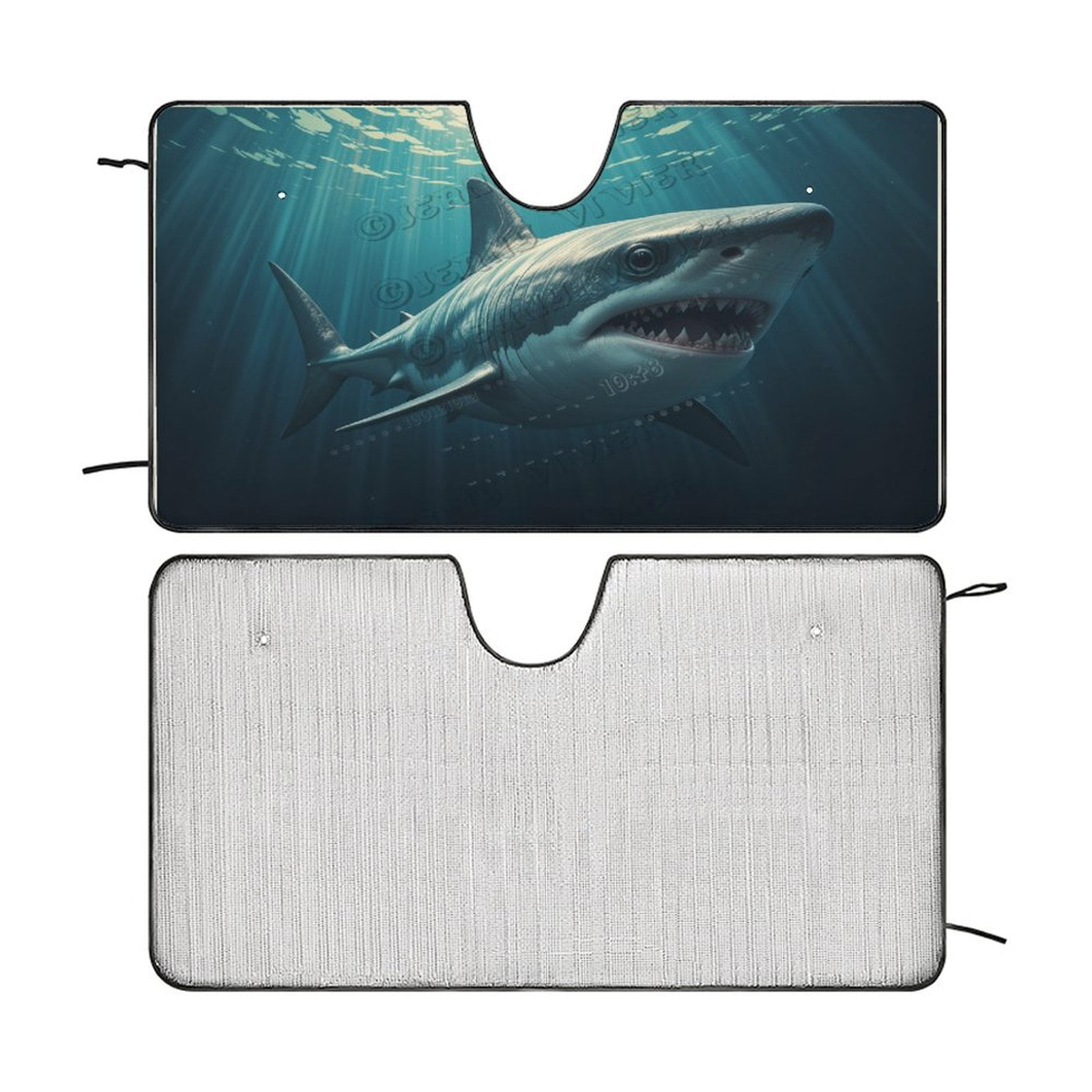 Shark Print Car Windshield Sun Shade Block UV Rays Sun Visor Protector ...