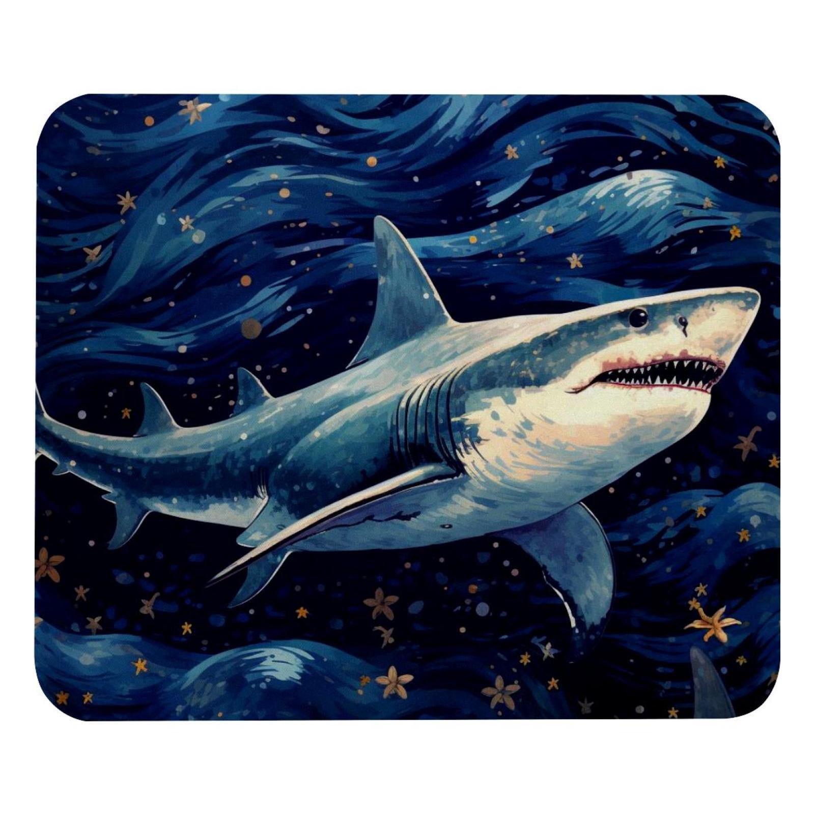 Shark Printed Square Desk Mat Mousepad, 8.3x9.8 Inch, Non-Slip Rubber ...