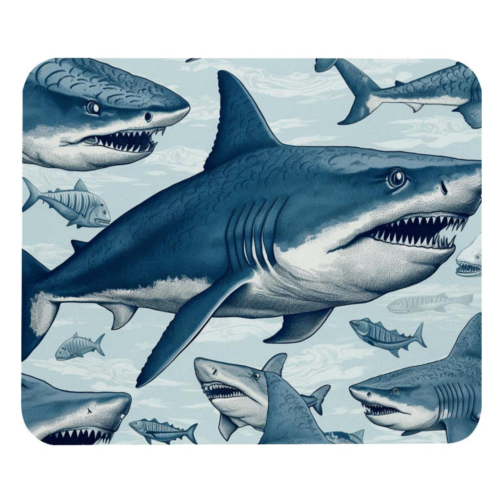 Shark Printed Square Desk Pad Mouse Pad Desk Mat Non-Slip Rubber Bottom ...