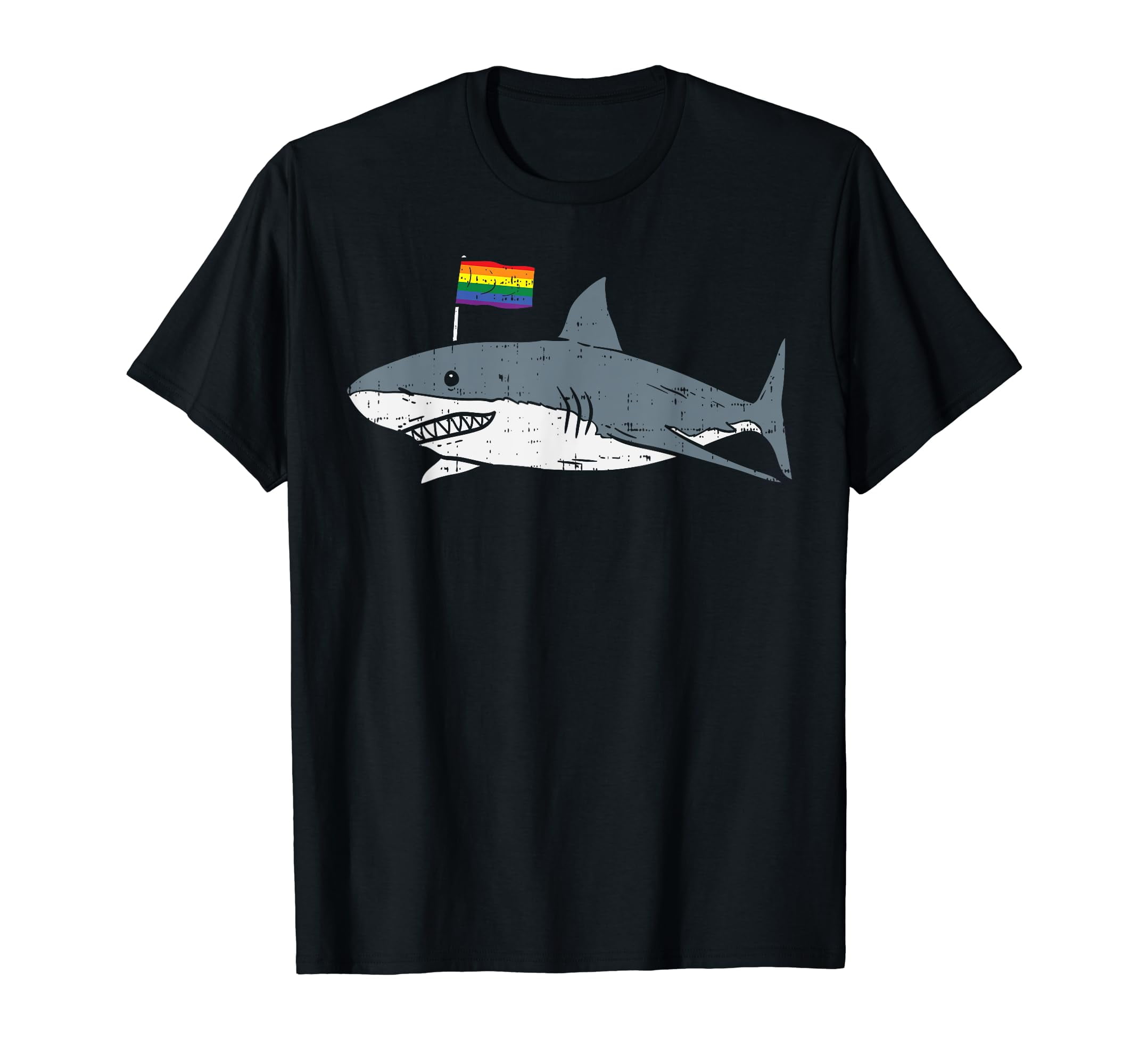 Shark Rainbow Flag Cute Gay Pride LGBT Animal Lover Gift T-Shirt ...