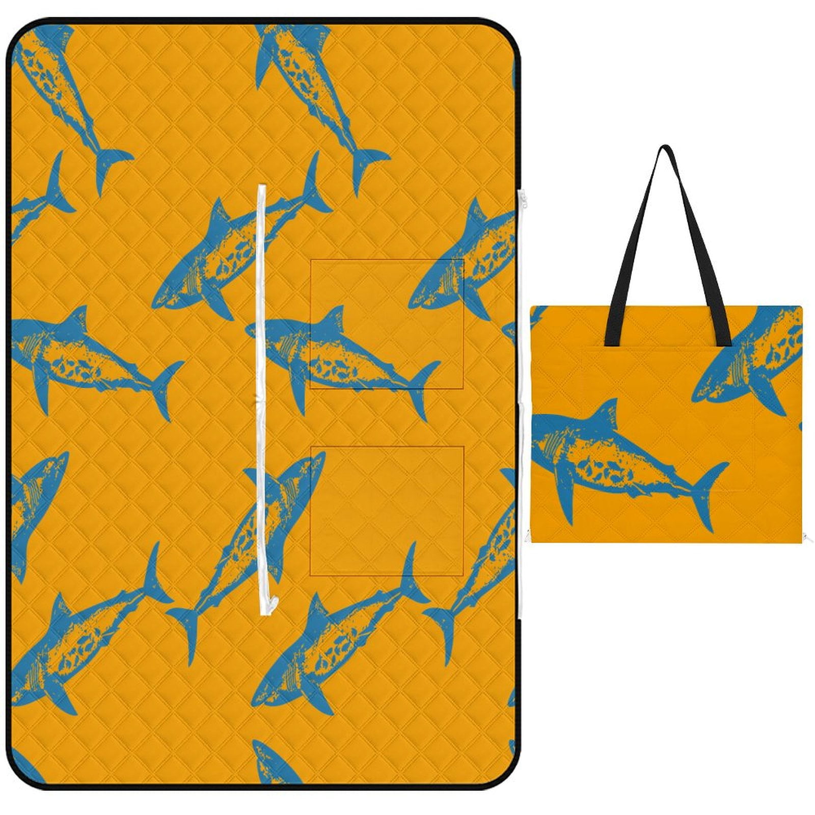Shark Repeat Pattern Waterproof Beach Mat Folding Mattress Portable ...