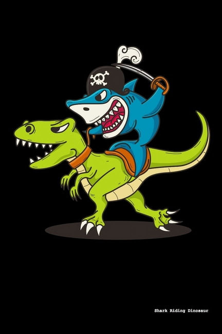 Shark Riding Dinosaur: 120 Pages I 6x9 I Graph Paper 4x4 I Funny Sea ...