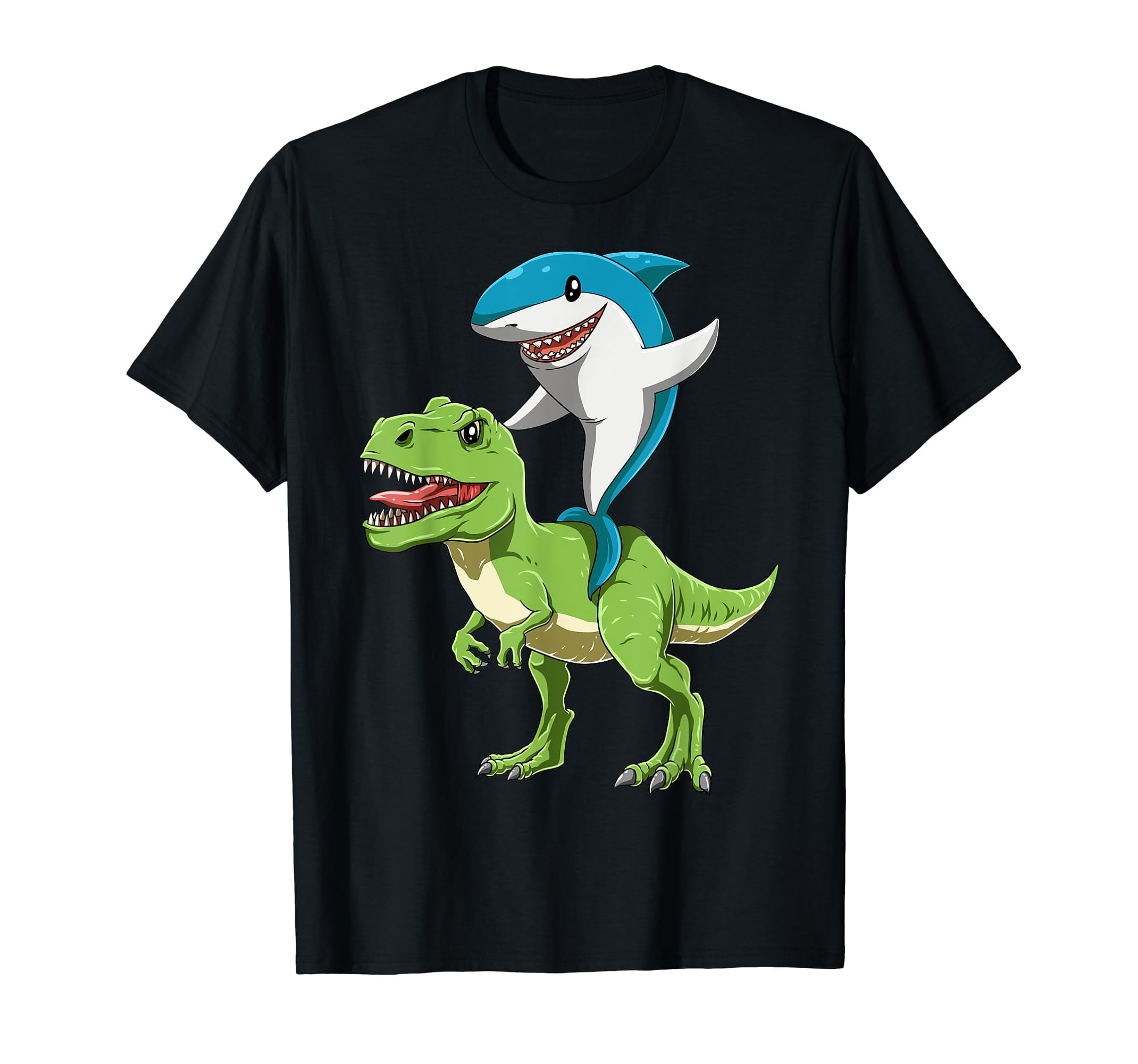 Shark Riding Dinosaur Shark Riding T-Rex Shark Lover Jawsome T-Shirt ...