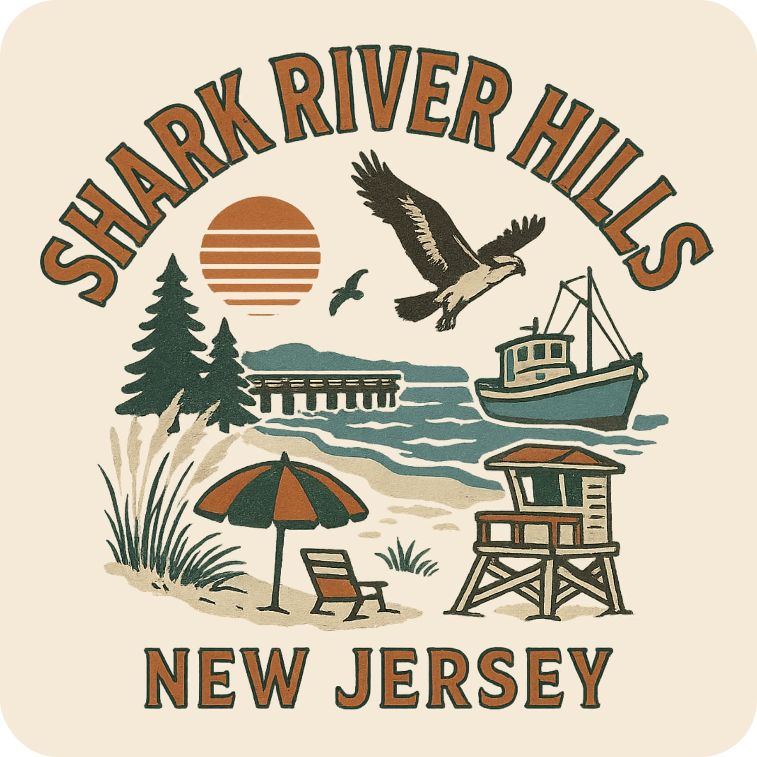 Shark River Hills New Jersey Keepsakes Souvenir Vinyl Sticker ...