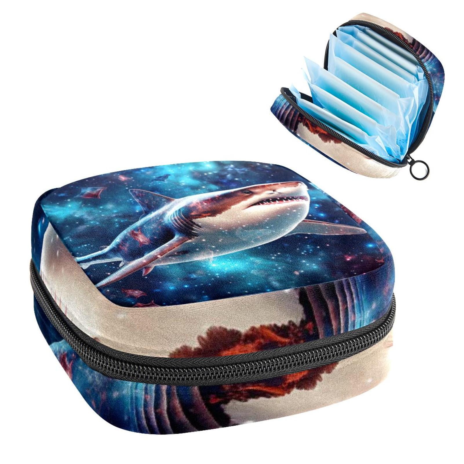Shark Sanitary Napkin Bag Pouch with Zipper, Period Purse Large Pouch ...
