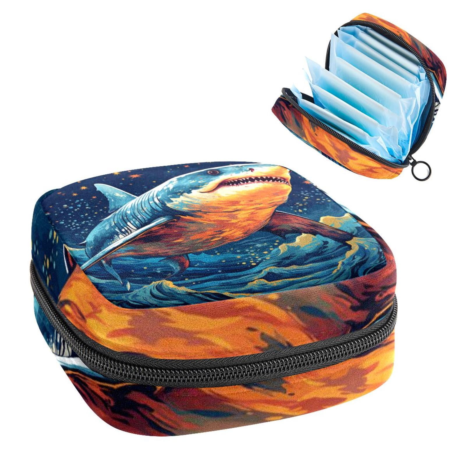 Shark Sanitary Napkin Purse Storage Bag Zipper Pouch School Supplies ...