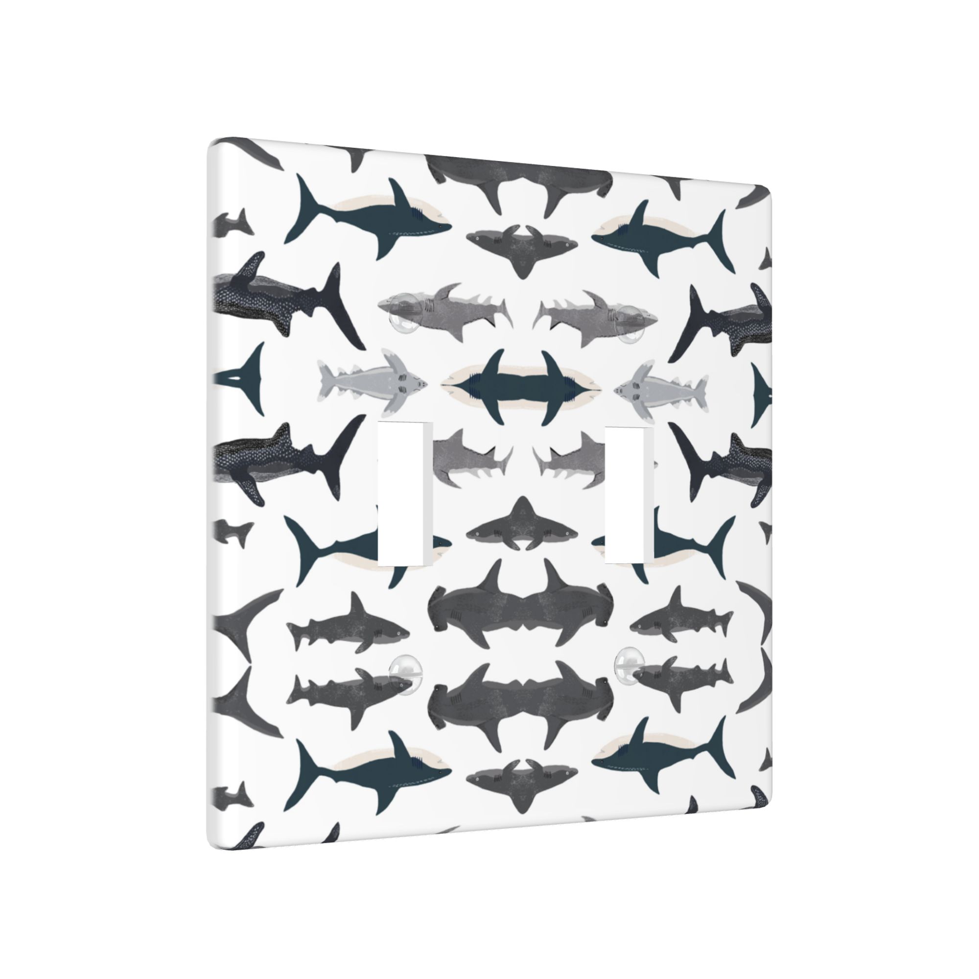 Shark Sharks- Double Toggle Light Switch Plate Decorative Wall Plate ...