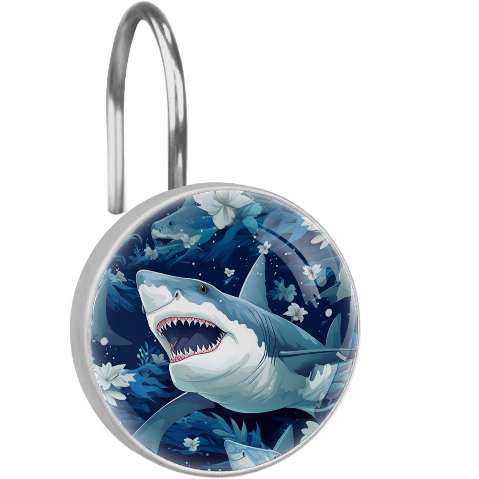 Shark Shower Curtain Hooks （Set of 12） for Home Hotel Shower Rods ...