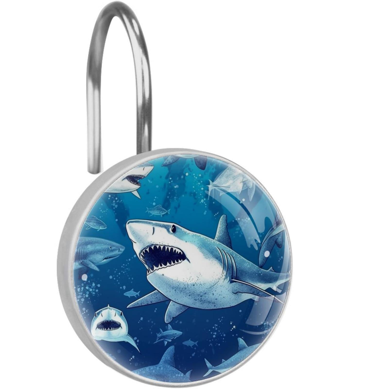 Shark Shower Curtain Hooks （Set of 12） for Home Hotel Shower Rods ...