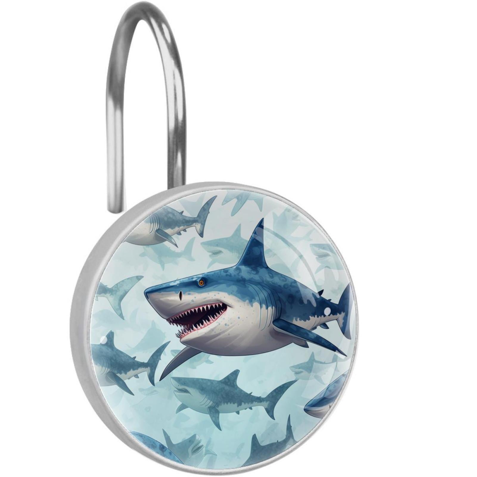 Shark Shower Curtain Hooks （Set of 12） for Home Hotel Shower Rods ...