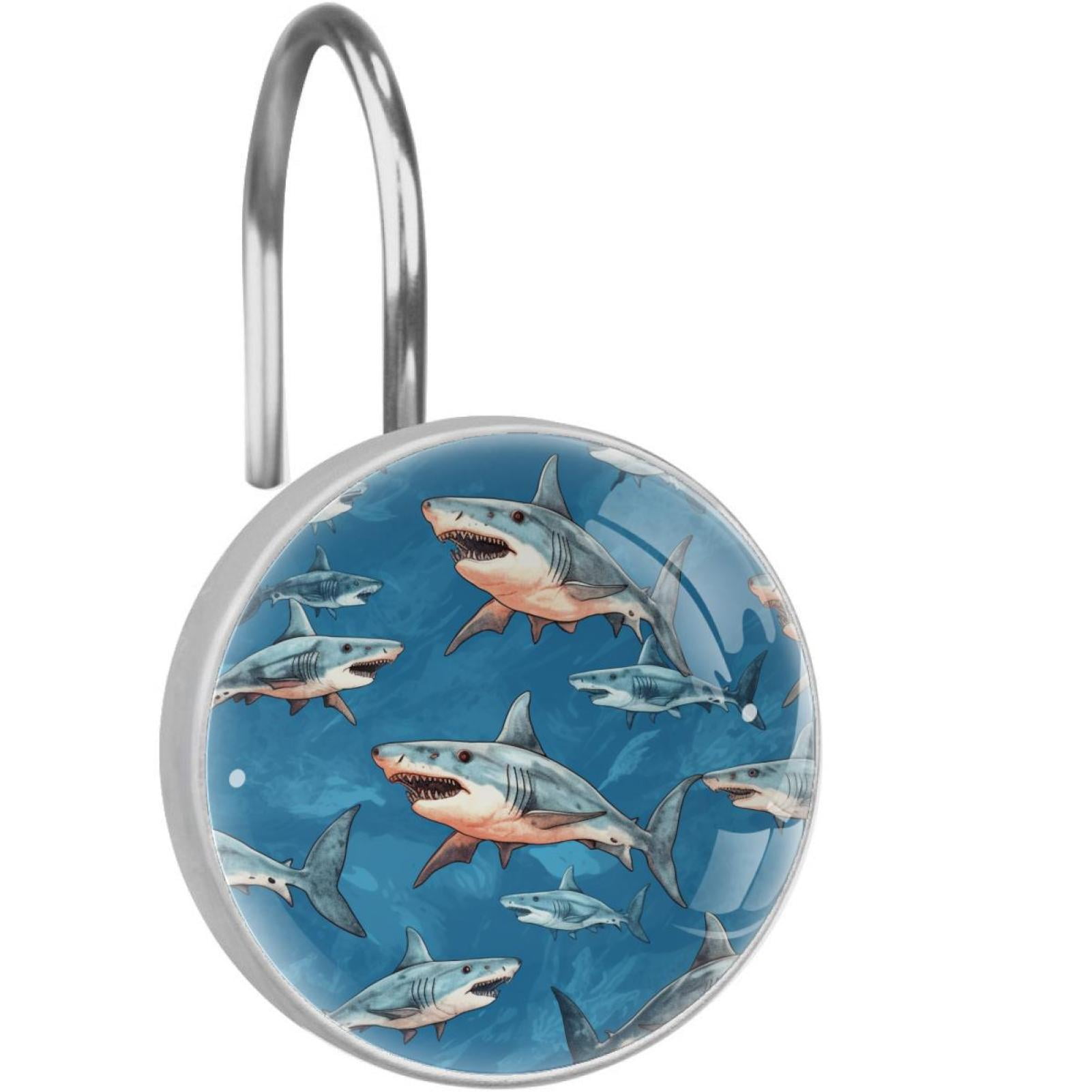 Shark Shower Curtain Hooks （Set of 12） for Home Hotel Shower Rods ...