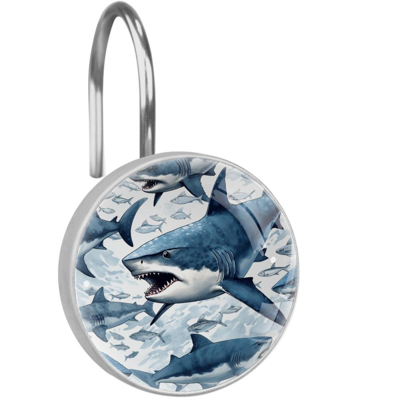 Shark Shower Curtain Hooks （Set of 12） for Home Hotel Shower Rods ...