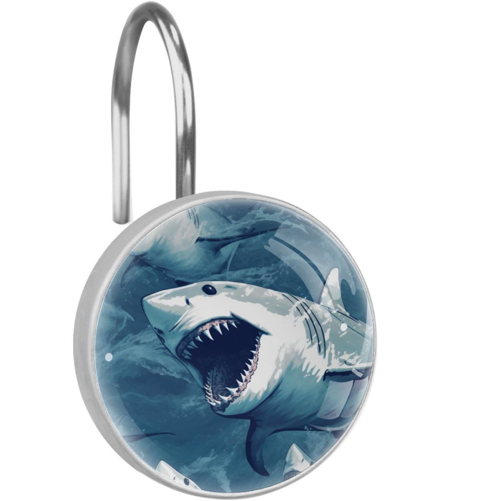 Shark Shower Curtain Hooks （Set of 12） for Home Hotel Shower Rods ...