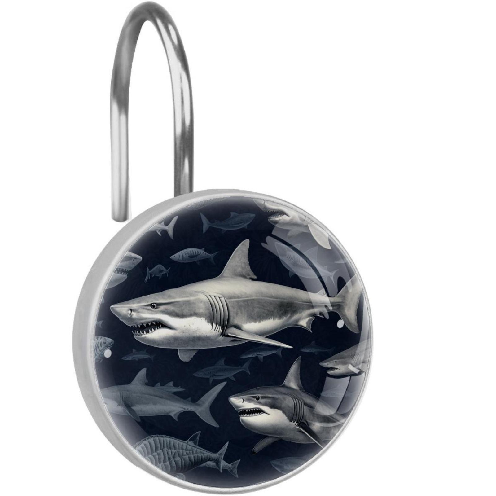 Shark Shower Curtain Hooks （Set of 12） for Home Hotel Shower Rods ...