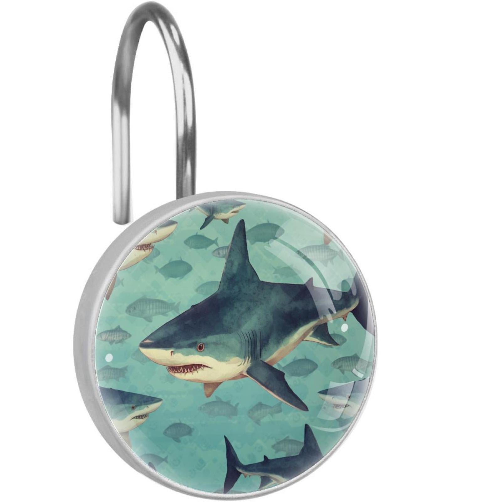 Shark Shower Curtain Hooks （Set of 12） for Home Hotel Shower Rods ...