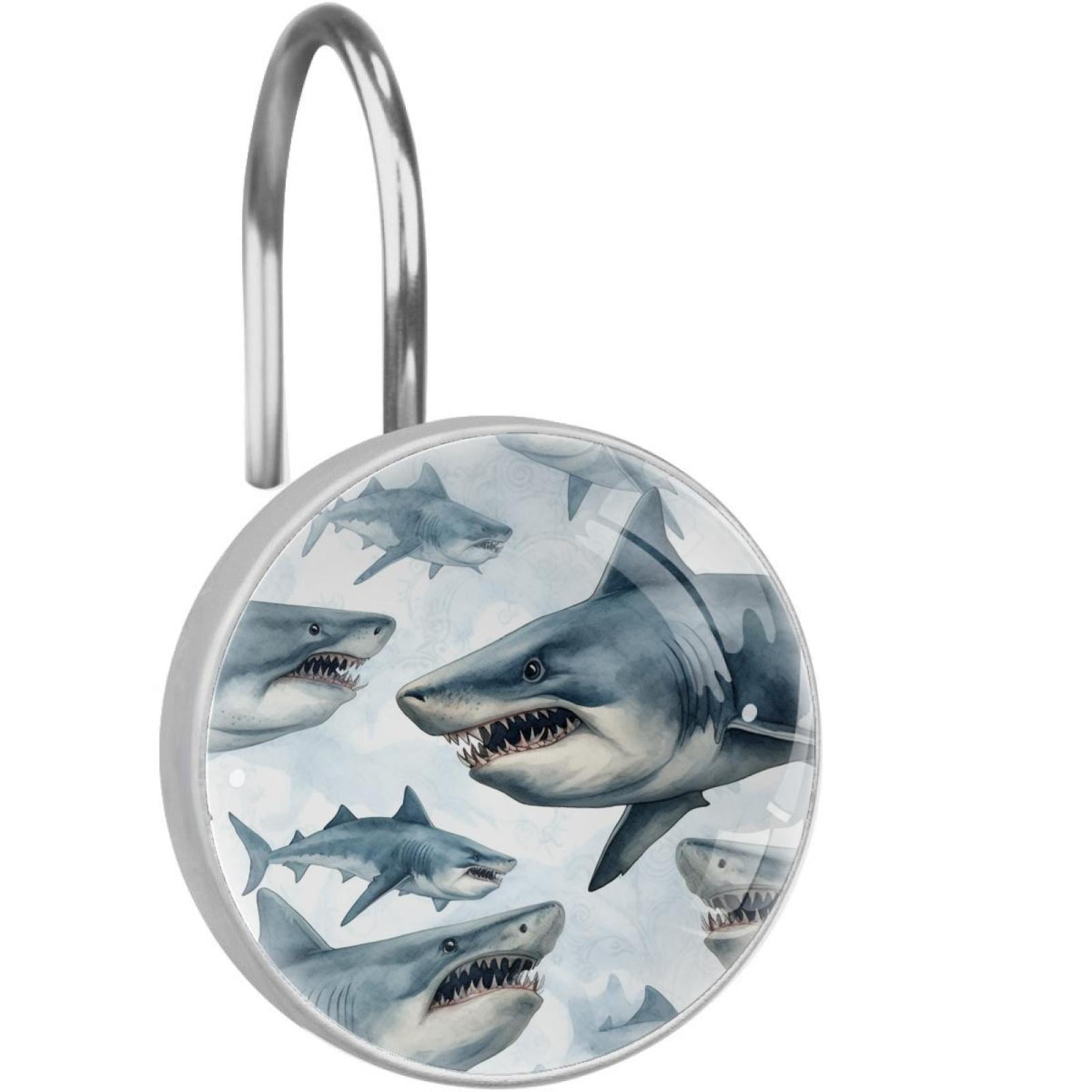 Shark Shower Curtain Hooks （Set of 12） for Home Hotel Shower Rods ...