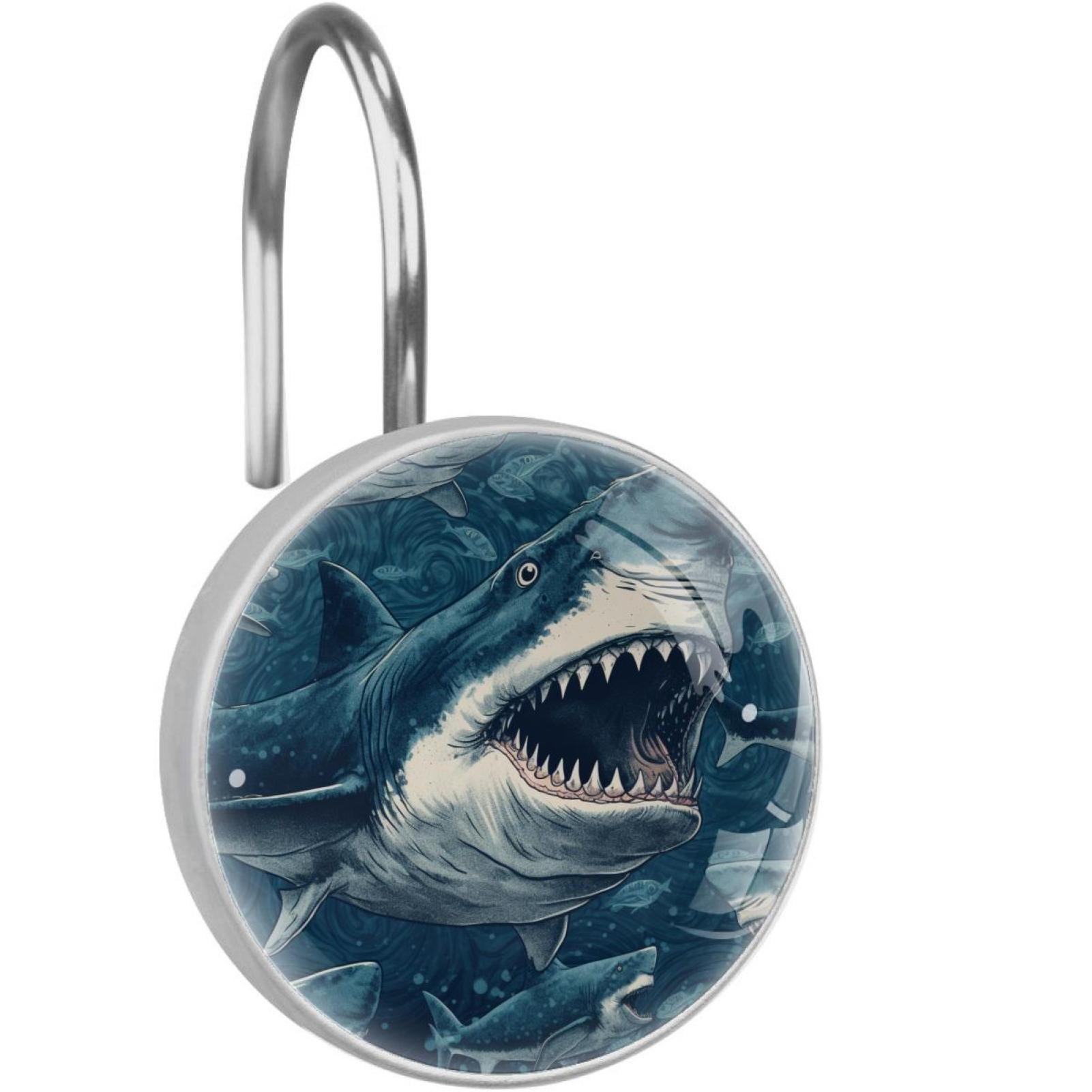 Shark Shower Curtain Hooks （Set of 12） for Home Hotel Shower Rods ...