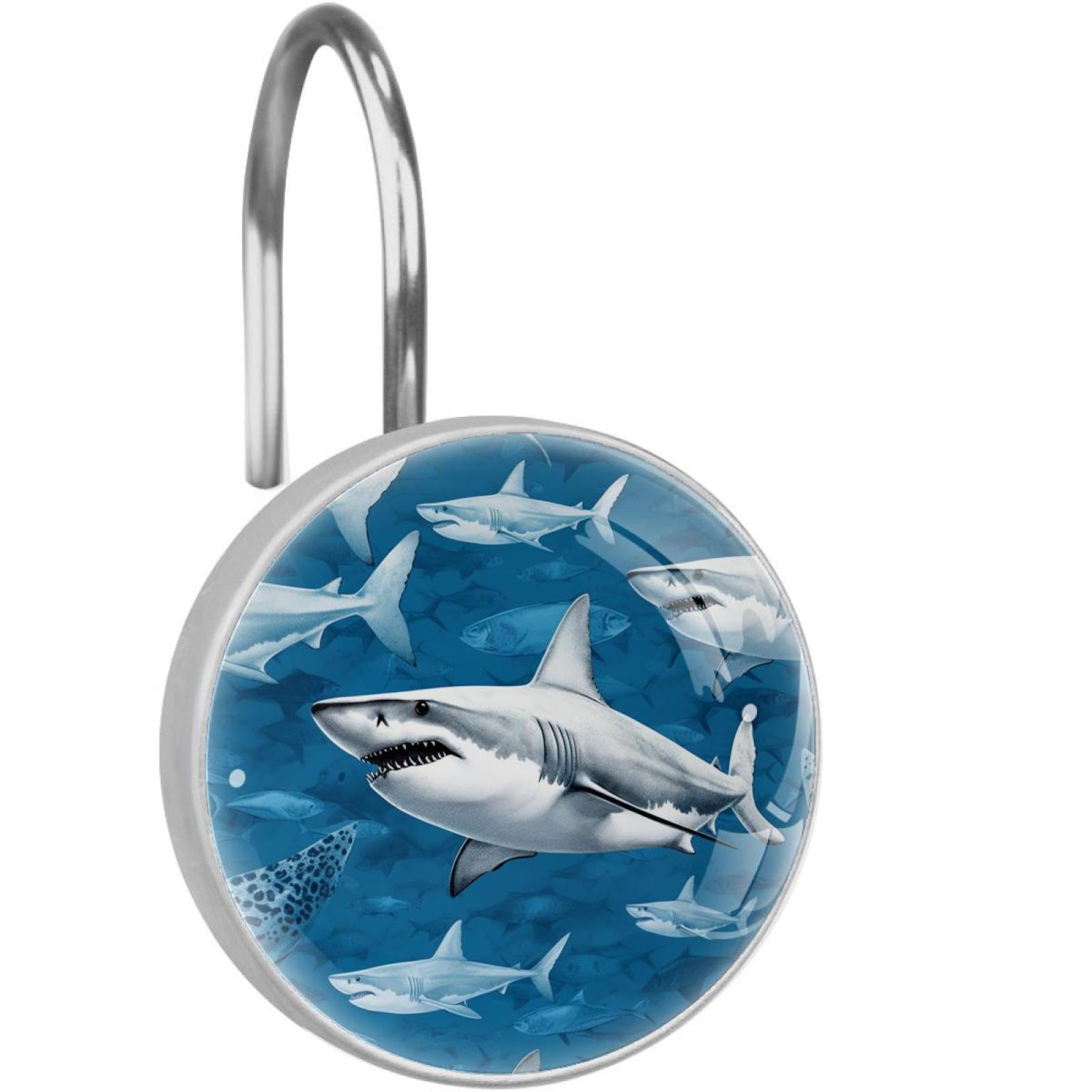 Shark Shower Curtain Hooks （Set of 12） for Home Hotel Shower Rods ...