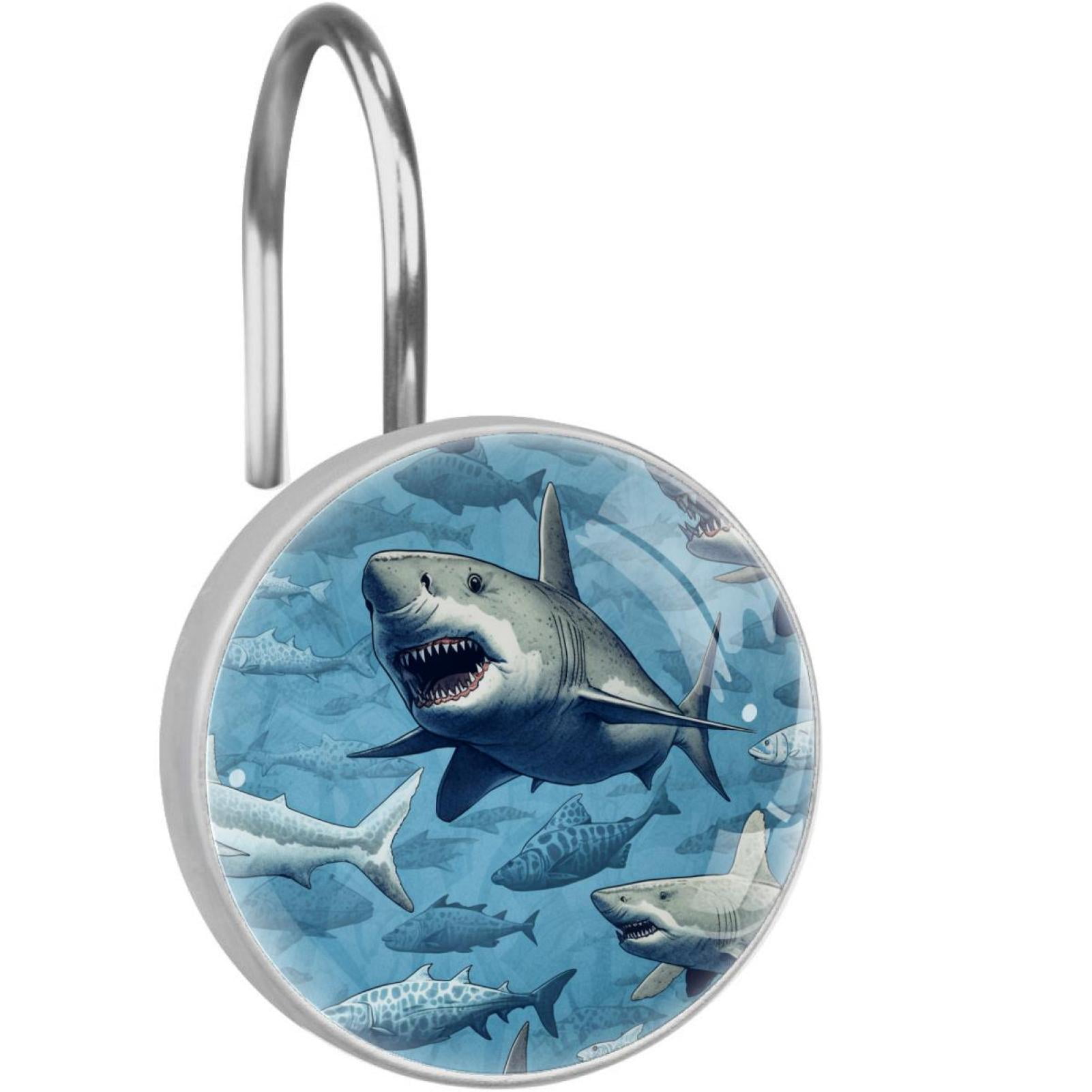 Shark Shower Curtain Hooks （Set of 12） for Home Hotel Shower Rods ...