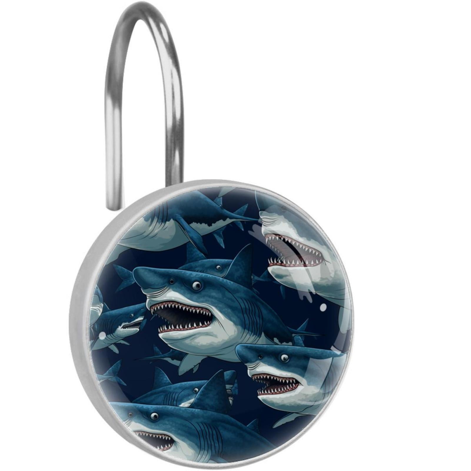 Shark Shower Curtain Hooks （Set of 12） for Home Hotel Shower Rods ...