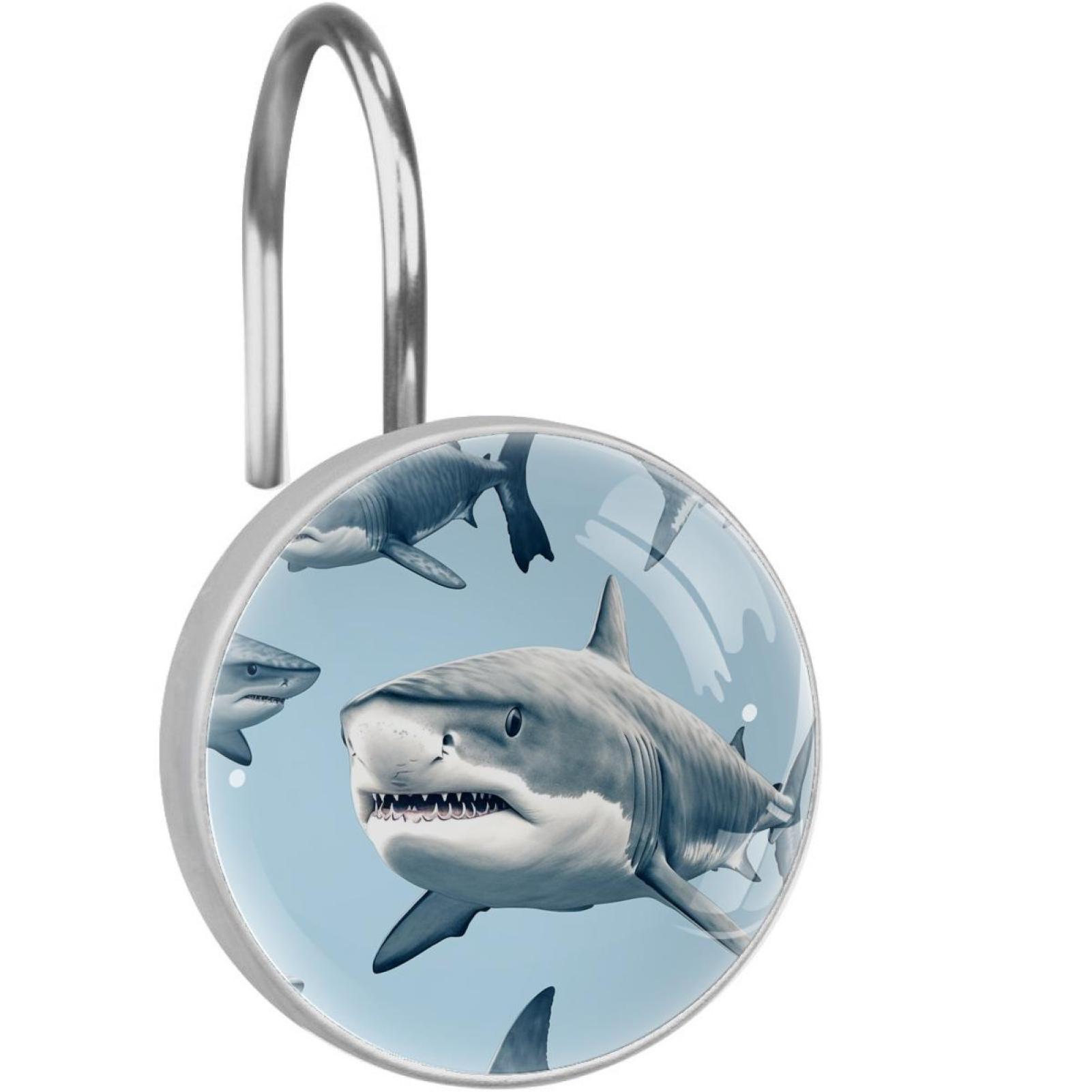 Shark Shower Curtain Hooks （Set of 12） for Home Hotel Shower Rods ...