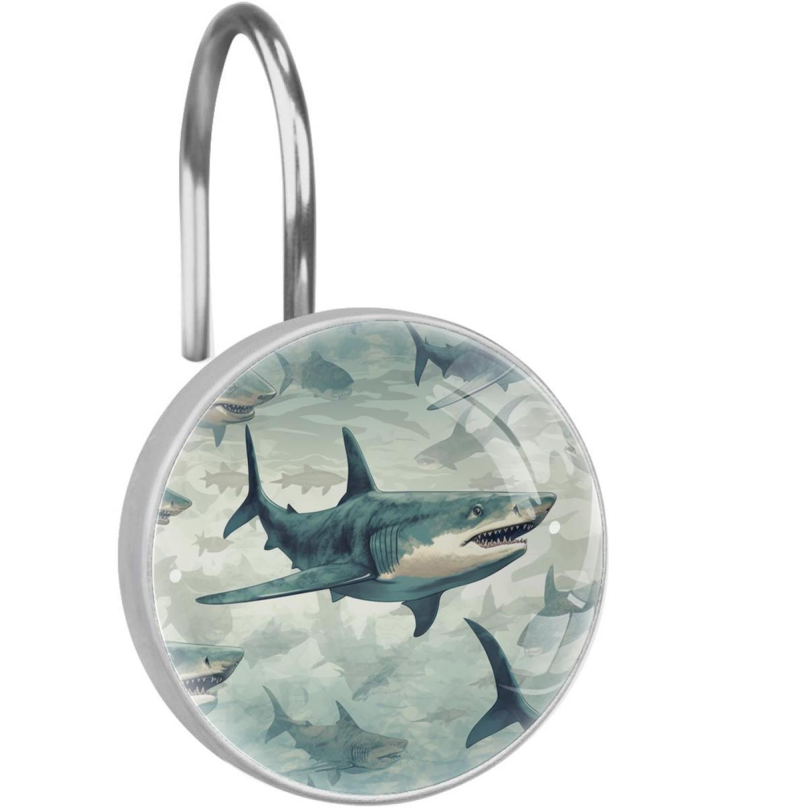 Shark Shower Curtain Hooks （Set of 12） for Home Hotel Shower Rods ...