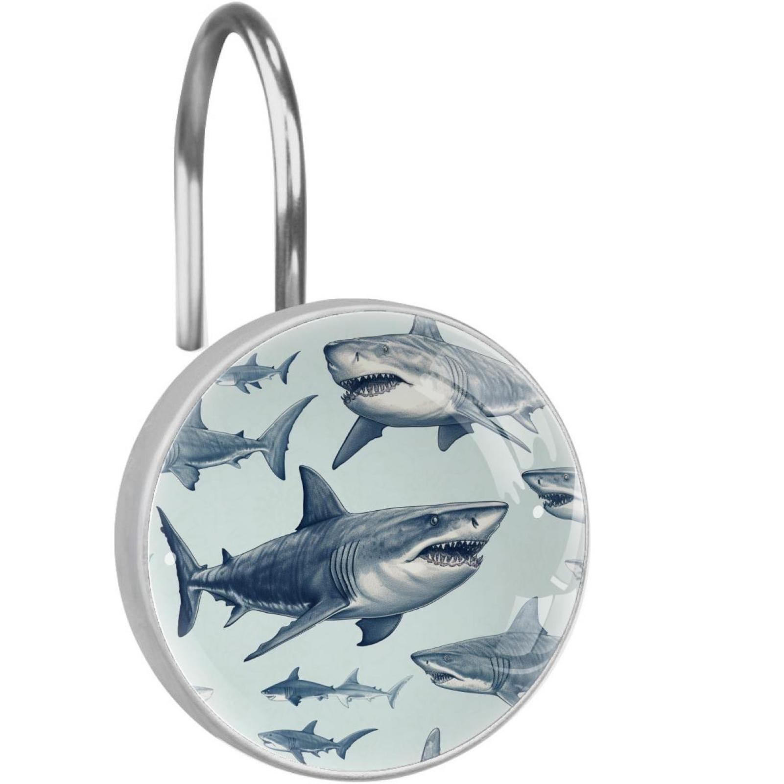 Shark Shower Curtain Hooks （Set of 12） for Home Hotel Shower Rods ...