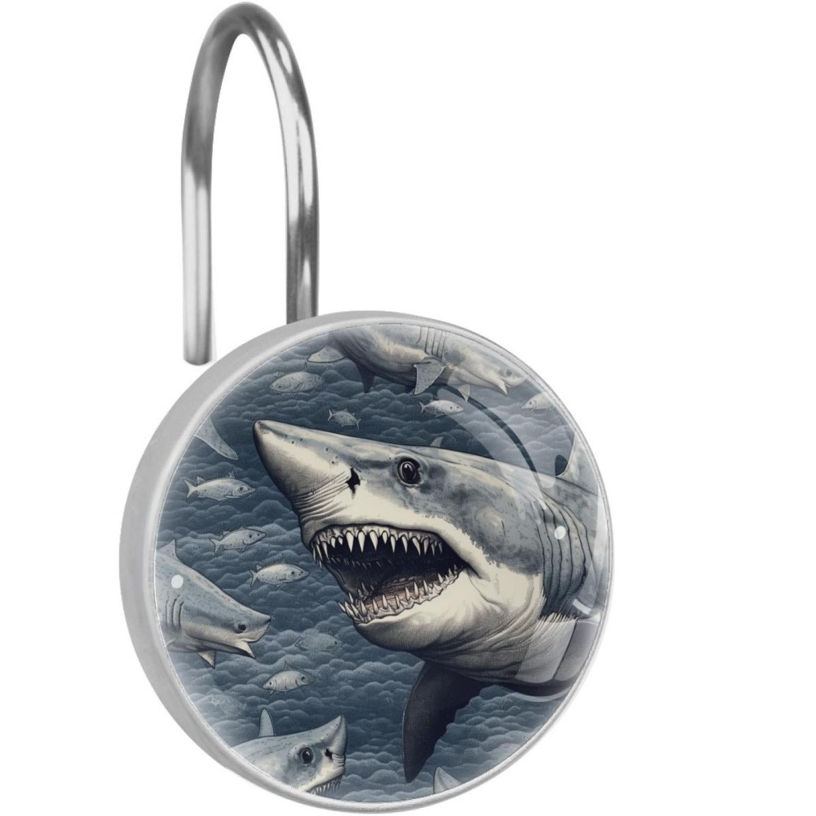 Shark Shower Curtain Hooks （Set of 12） for Home Hotel Shower Rods ...