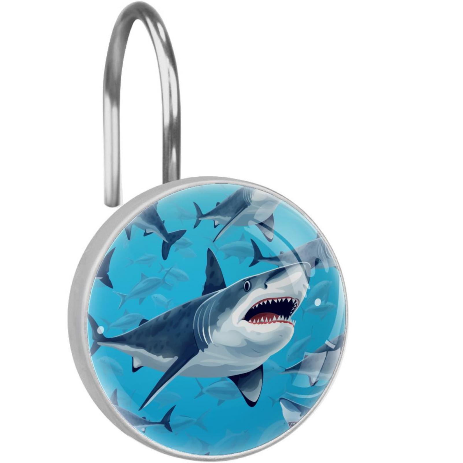 Shark Shower Curtain Hooks （Set of 12） for Home Hotel Shower Rods ...
