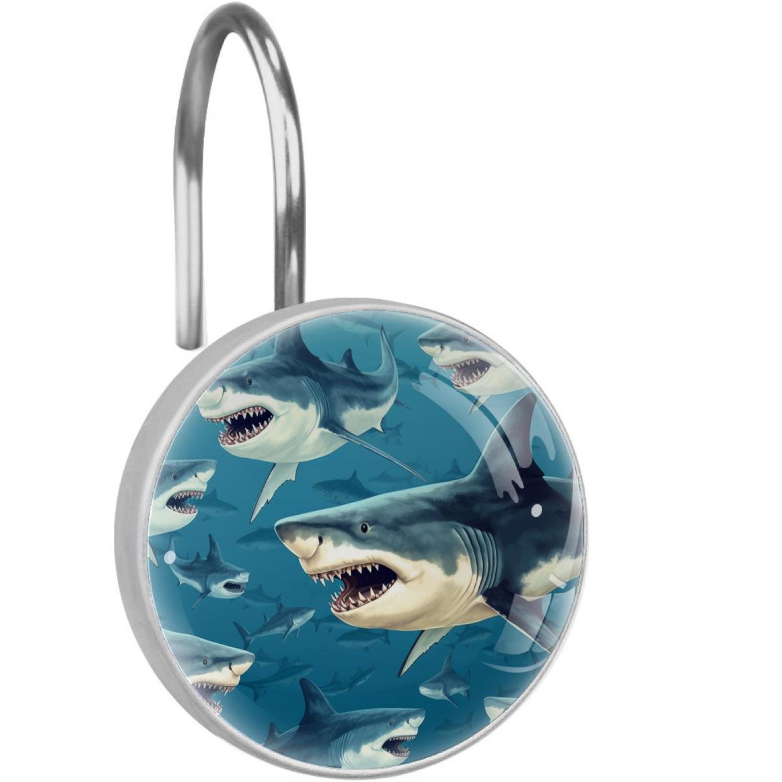 Shark Shower Curtain Hooks （Set of 12） for Home Hotel Shower Rods ...