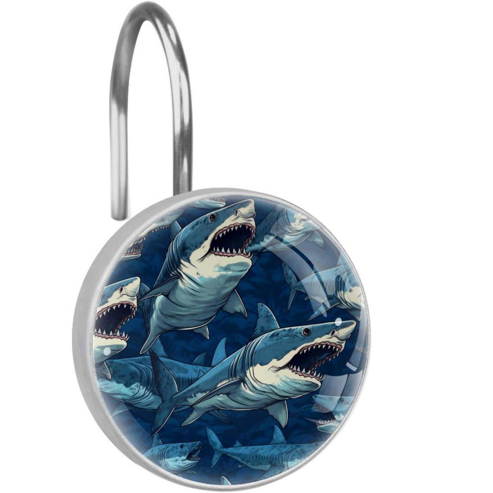Shark Shower Curtain Hooks （Set of 12） for Home Hotel Shower Rods ...