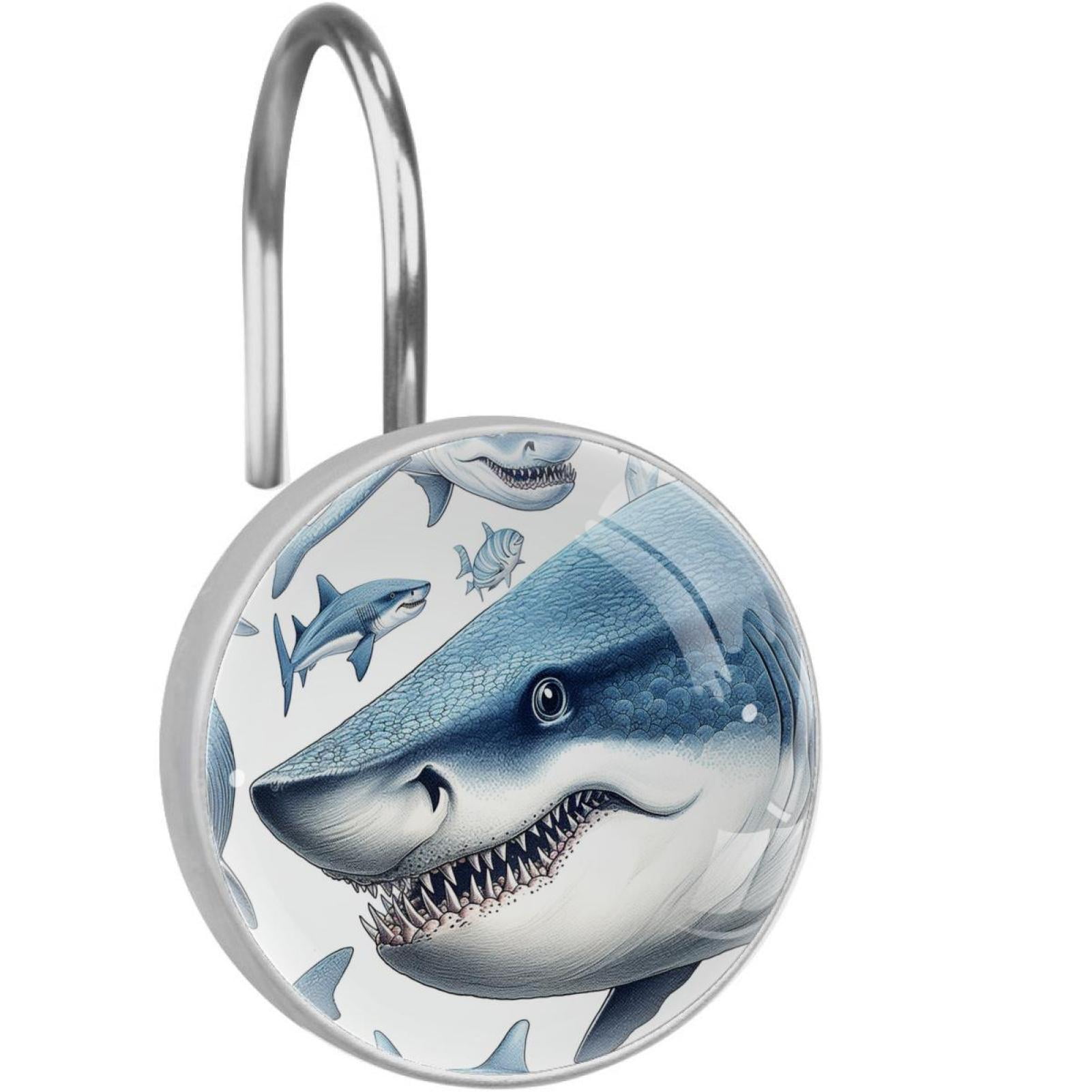 Shark Shower Curtain Hooks （Set of 12） for Home Hotel Shower Rods ...