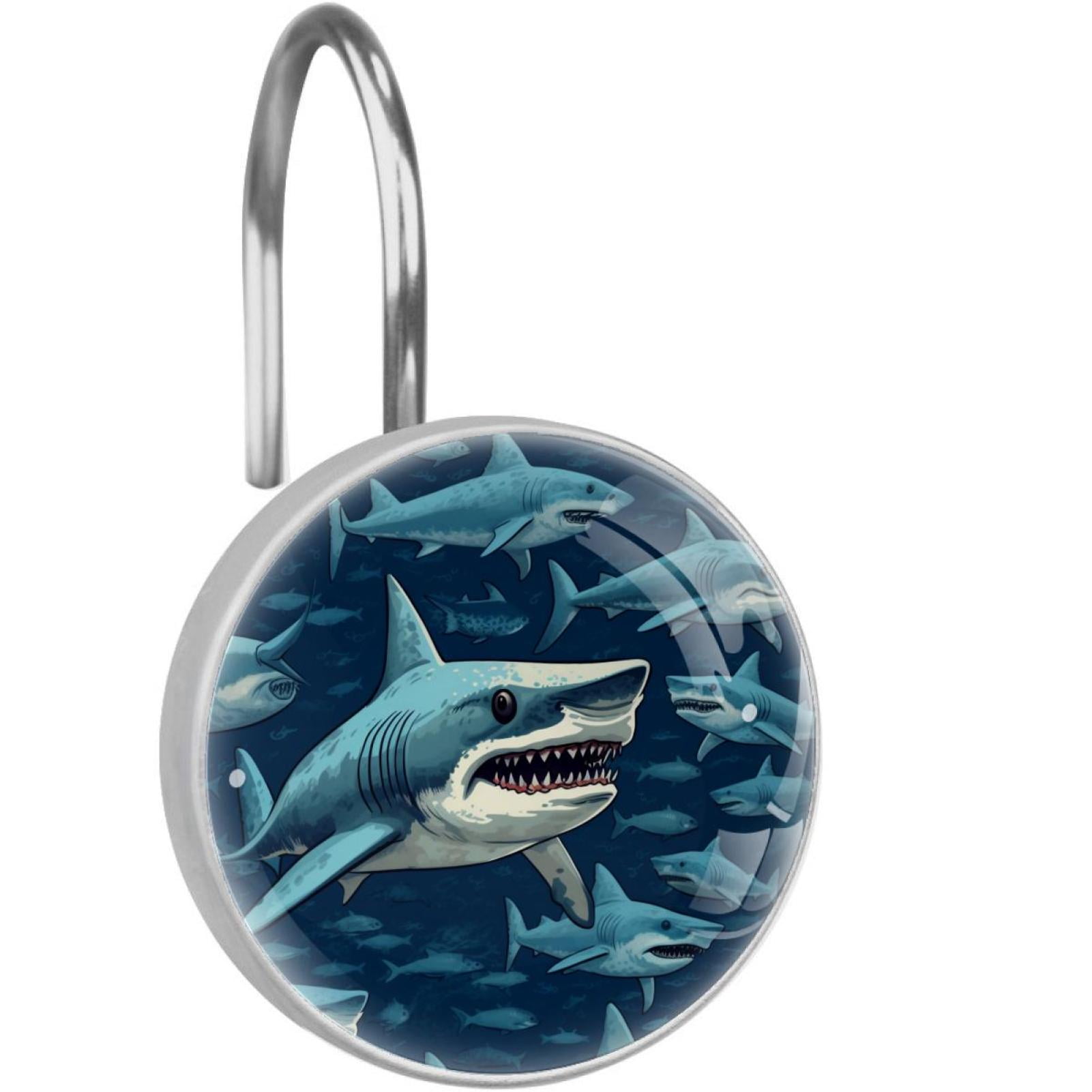 Shark Shower Curtain Hooks （Set of 12） for Home Hotel Shower Rods ...