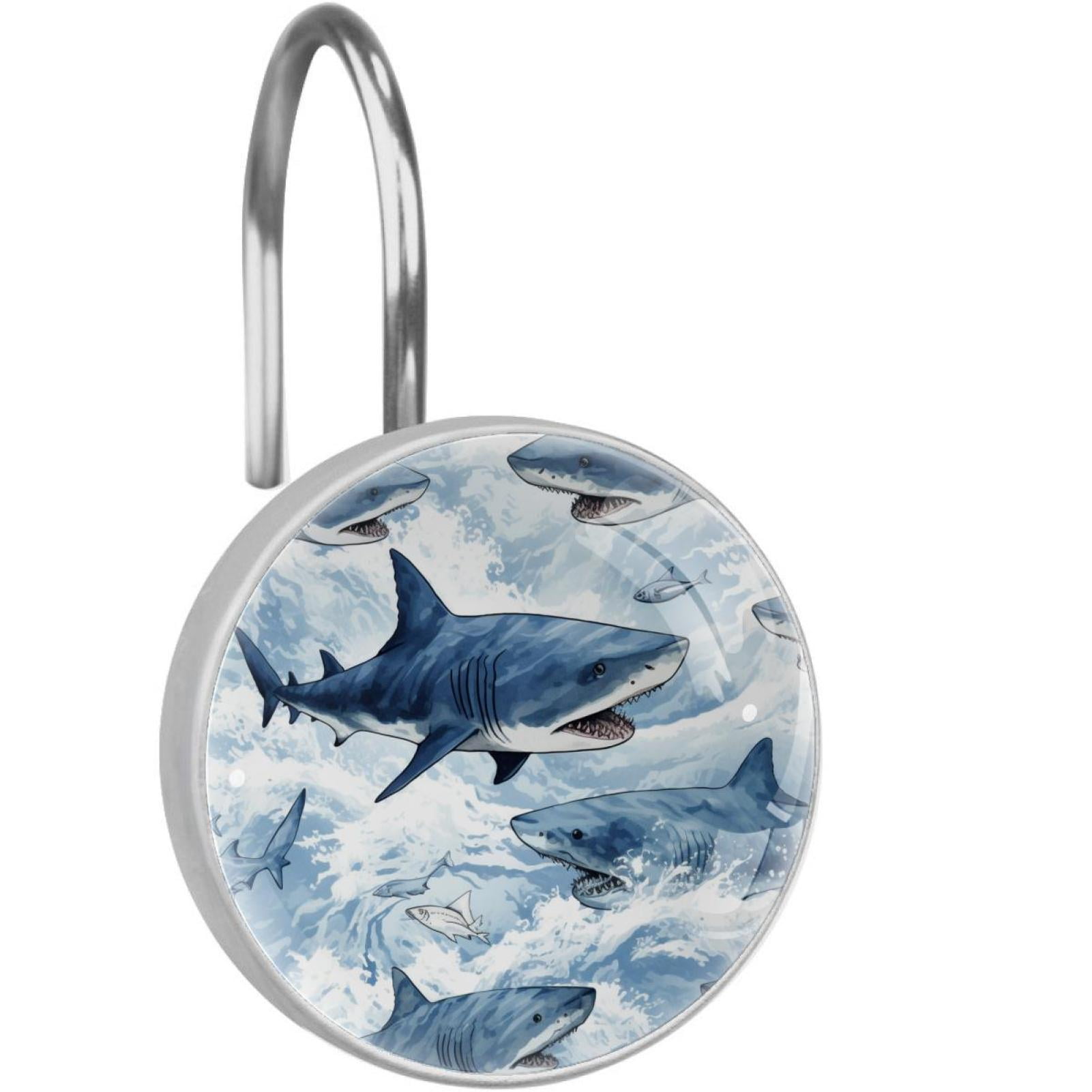 Shark Shower Curtain Hooks （Set of 12） for Home Hotel Shower Rods ...