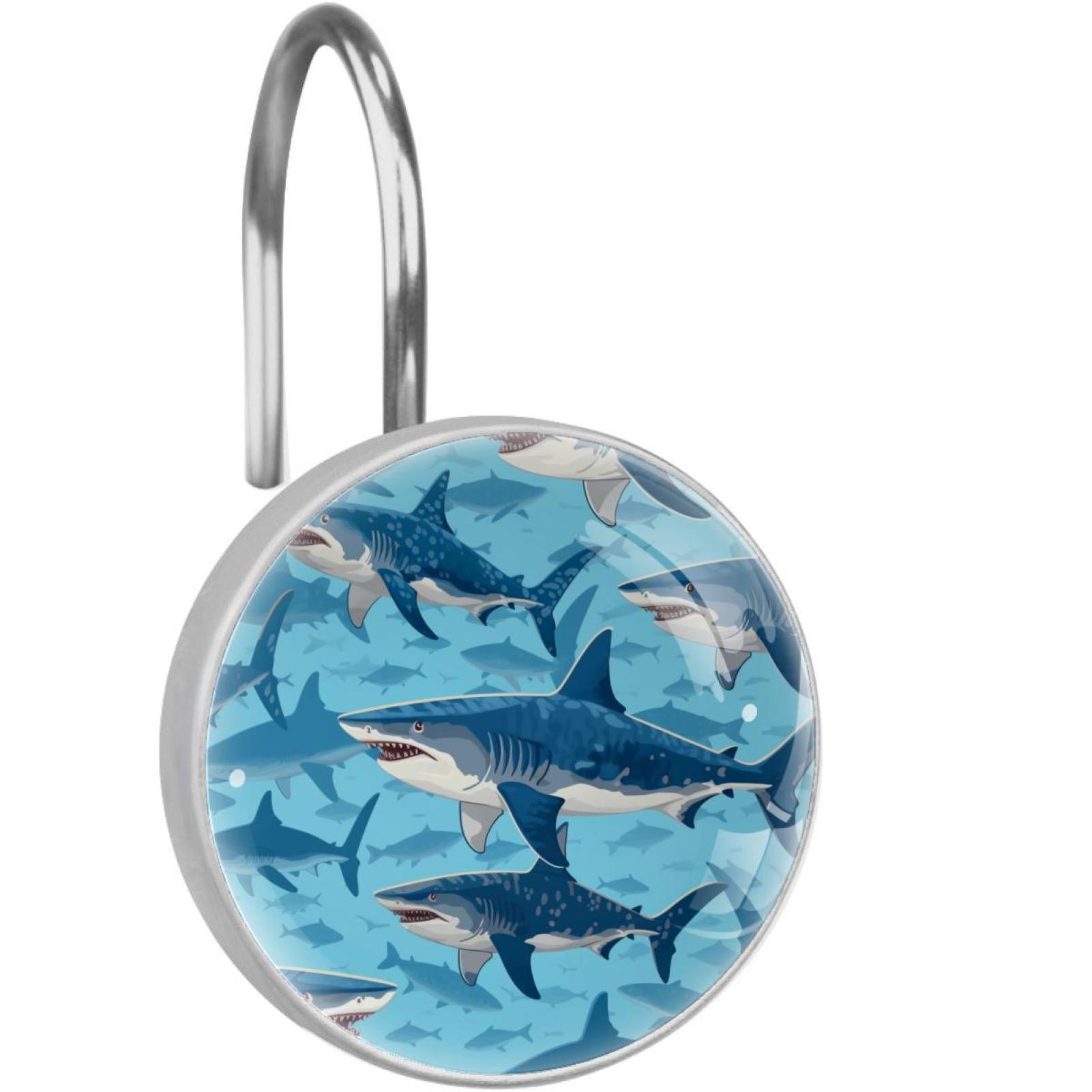 Shark Shower Curtain Hooks （Set of 12） for Home Hotel Shower Rods ...