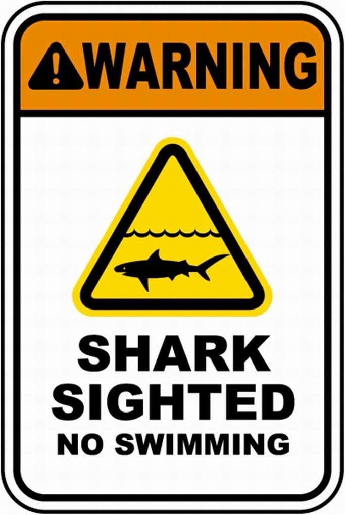 Shark Sighted No Swimming Sign Safety Sign Tin Metal Warning Sign ...