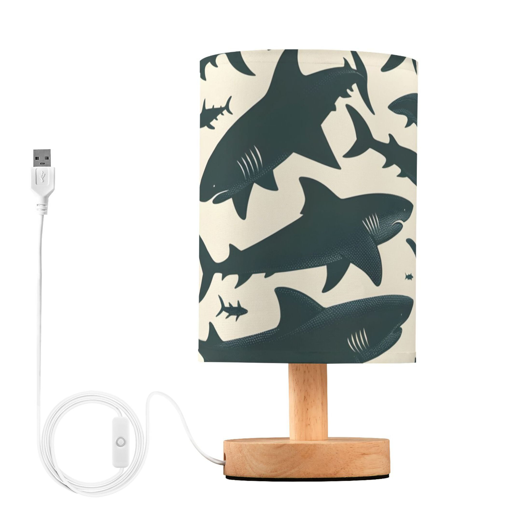 Shark Silhouette Bedside Desk Lamp LED Table Nightstand Lamps Warm ...
